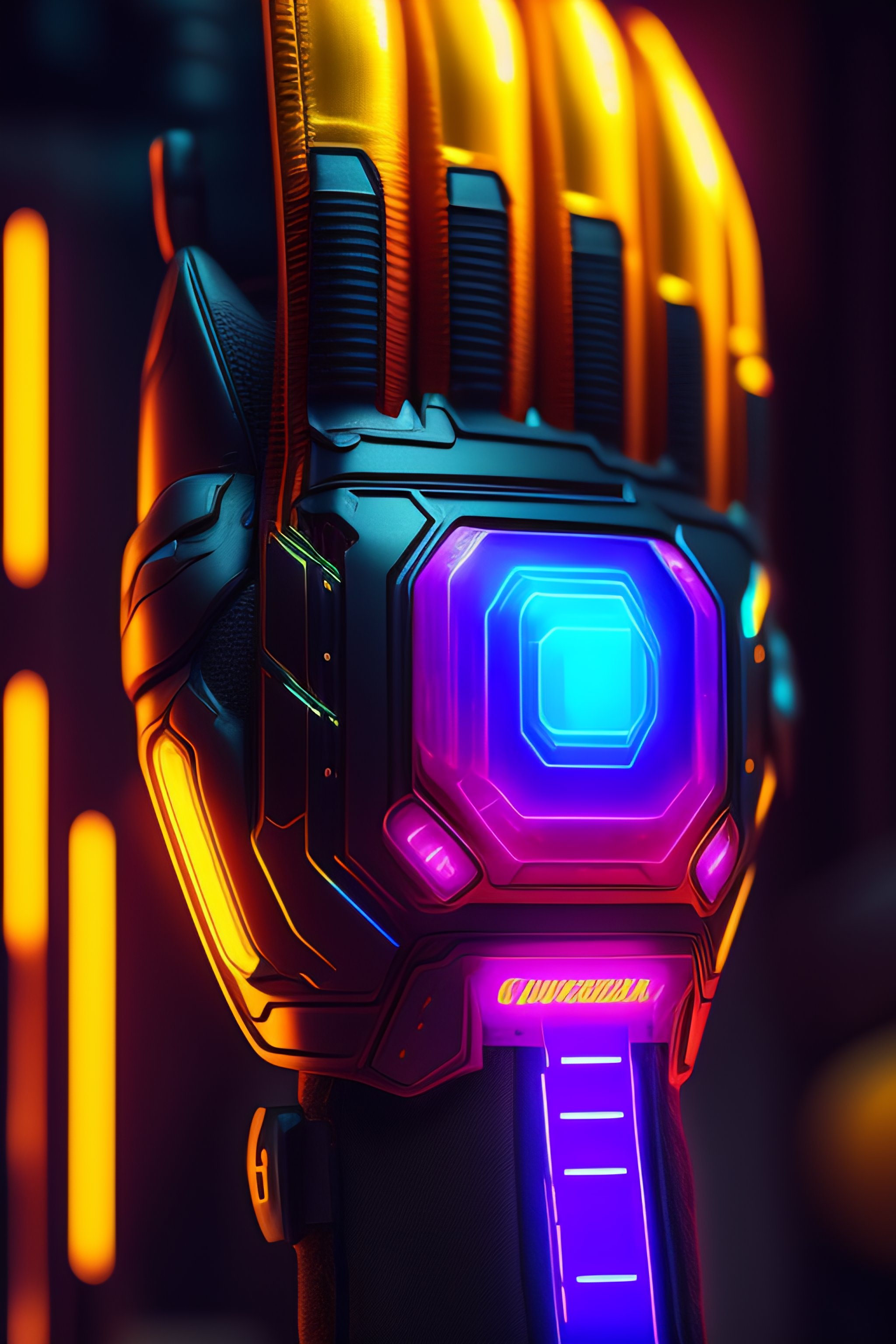 Lexica - Digital artwork of a cyborg mechanic glove, neon cyberpunk ...