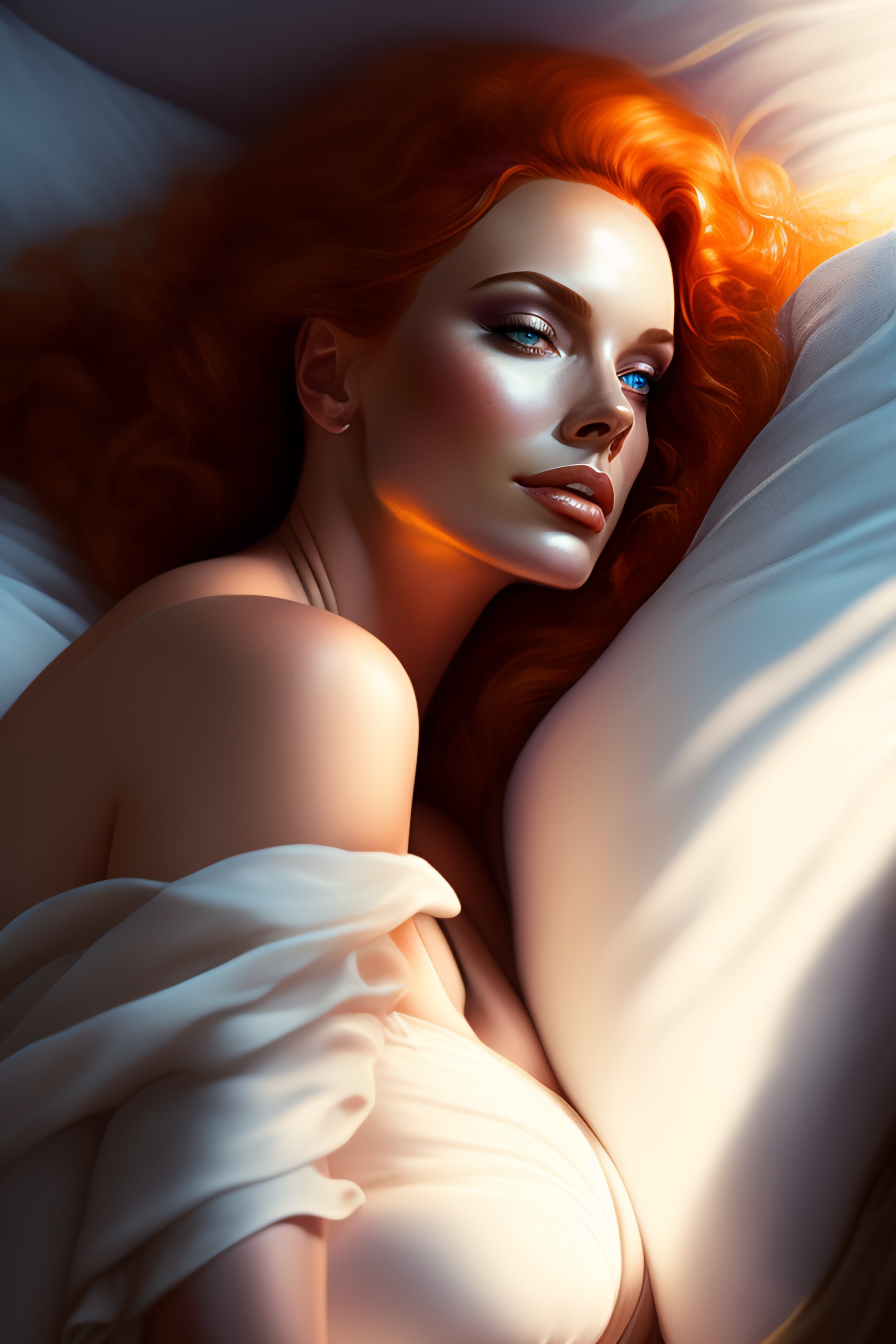 Lexica - Christina Hendricks as a queen laying down on bed, Charlize Theron blonde hair, laying ...