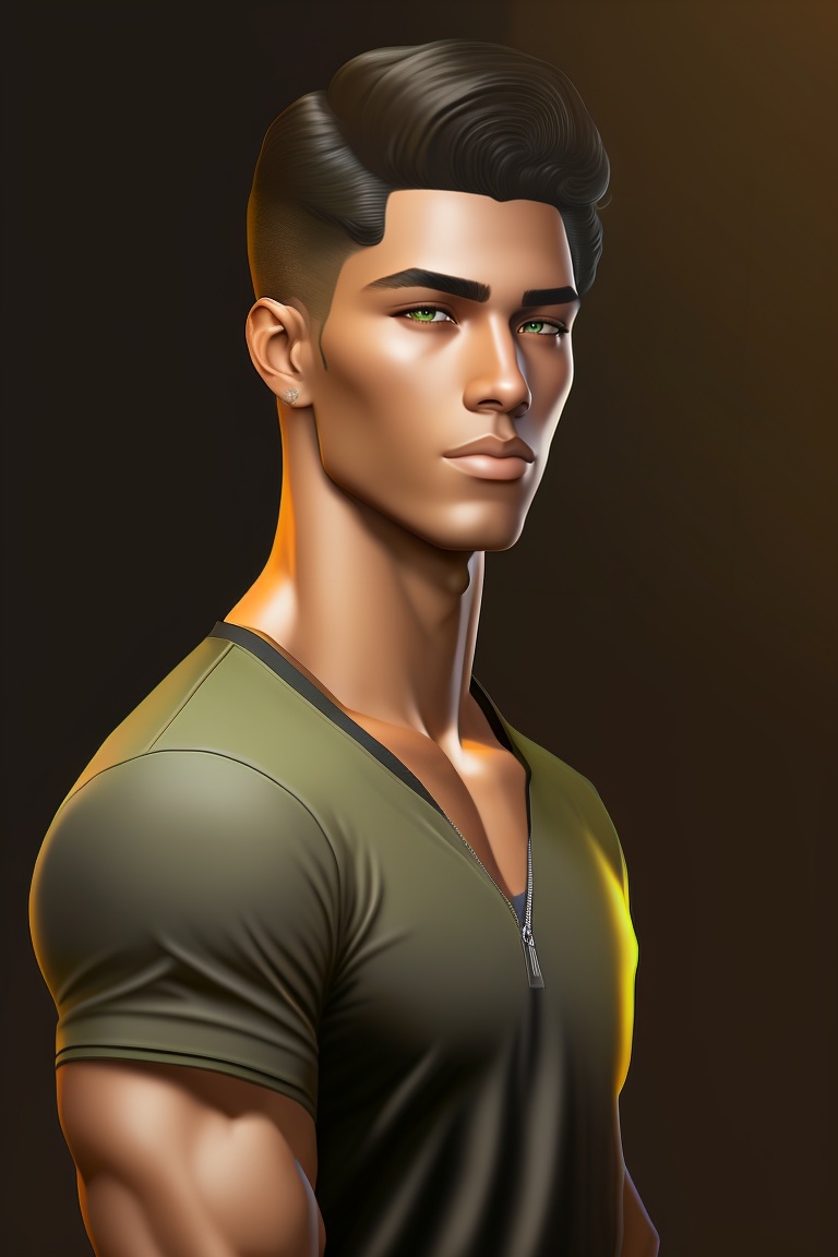 Lexica - Modern bl young man with black hair. plain dark t-shirt and ...