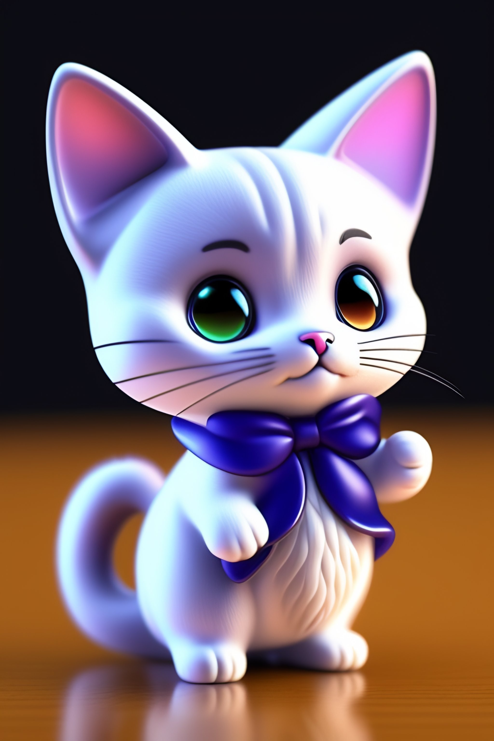 Lexica - Cute chibi cat dancing, 3D, Toy, filigree working