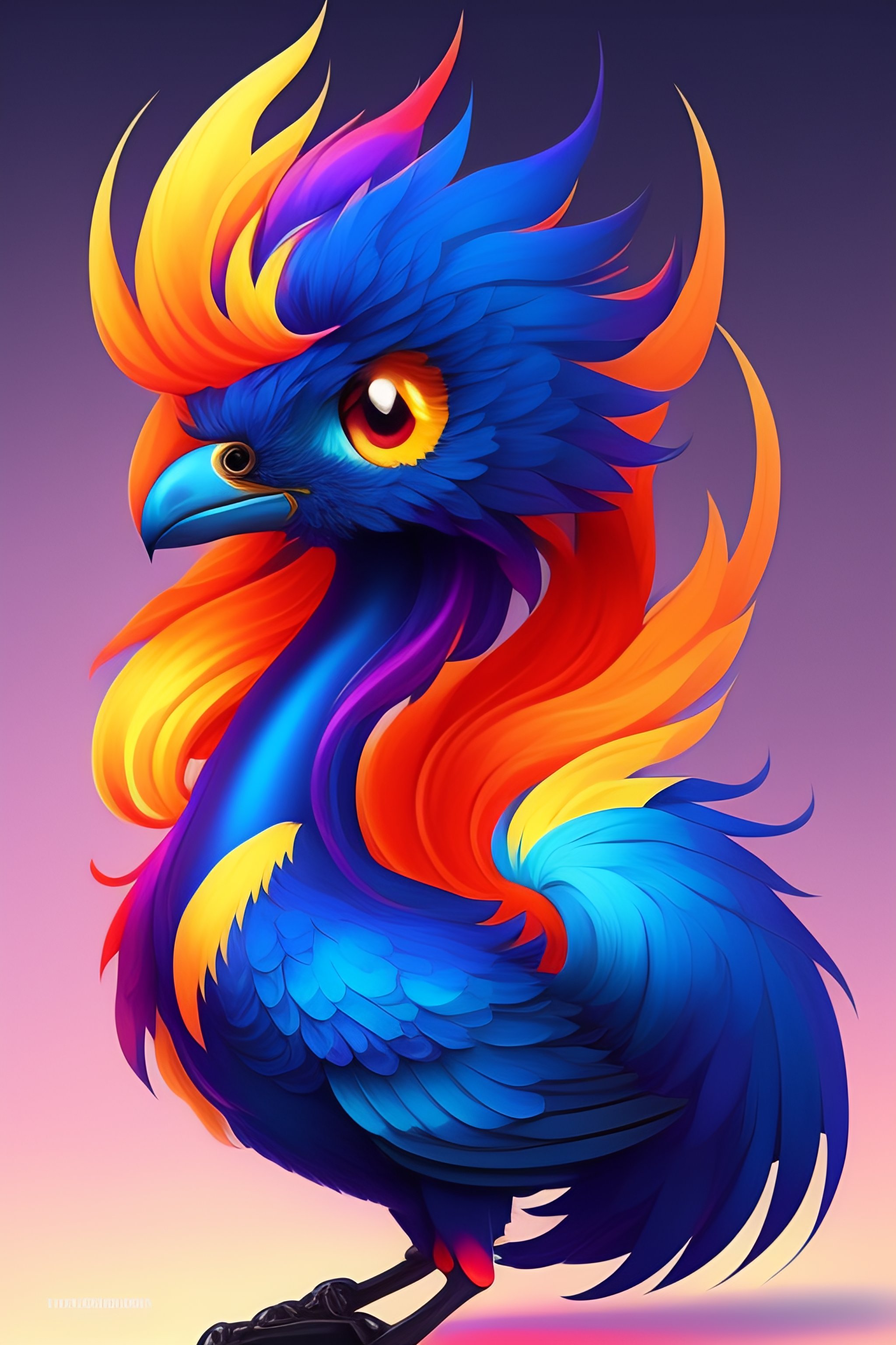 Lexica - A cerulean phoenix, in the style of chibi anime.