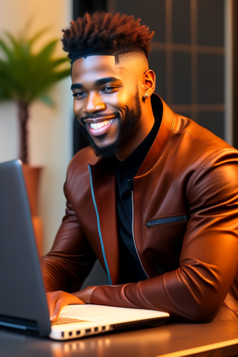 Lexica - I want a picture of a black Afro-African web developer without ...