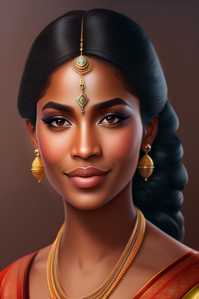 Lexica - Woman, realistic, Indian, facing front