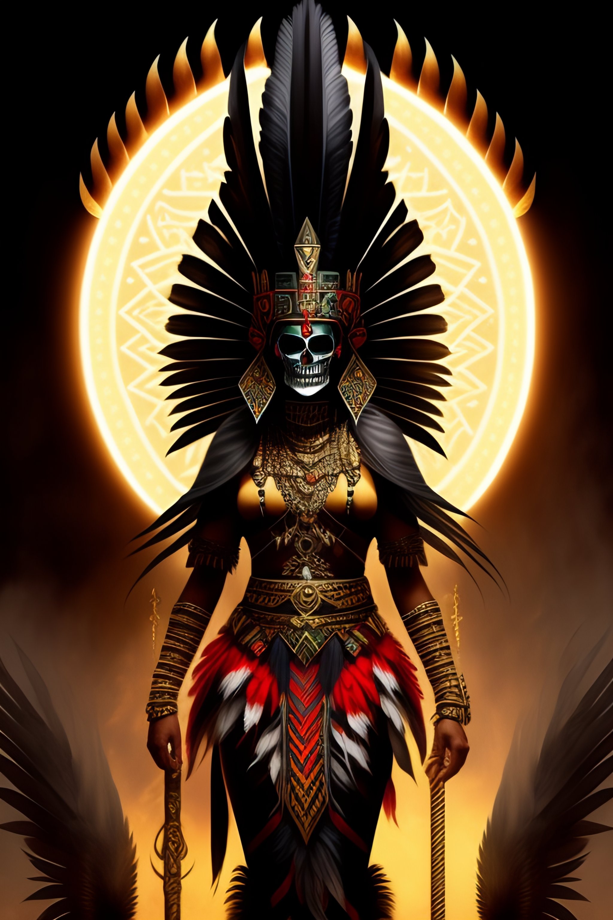 Lexica - Character design, aztec warrior goddess with beautiful skull ...