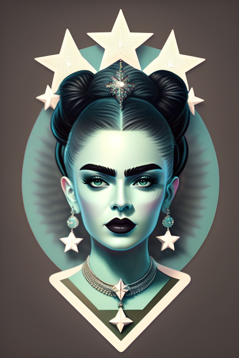 Lexica - Frida kahlo gritty pearl encrusted heart starburst . .mint ...