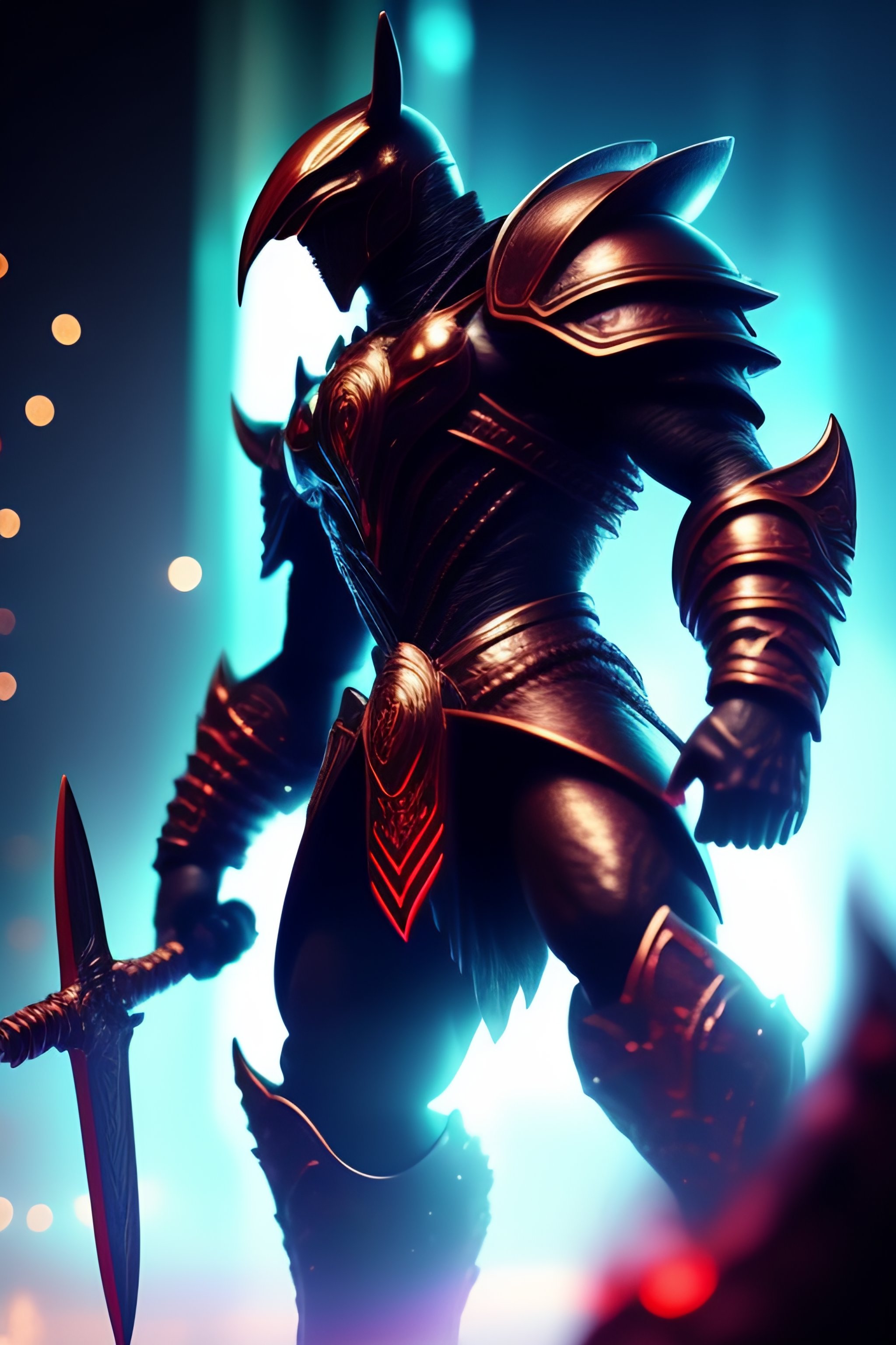 Lexica - Create an image of a 'demon' who is a warrior fighting against ...