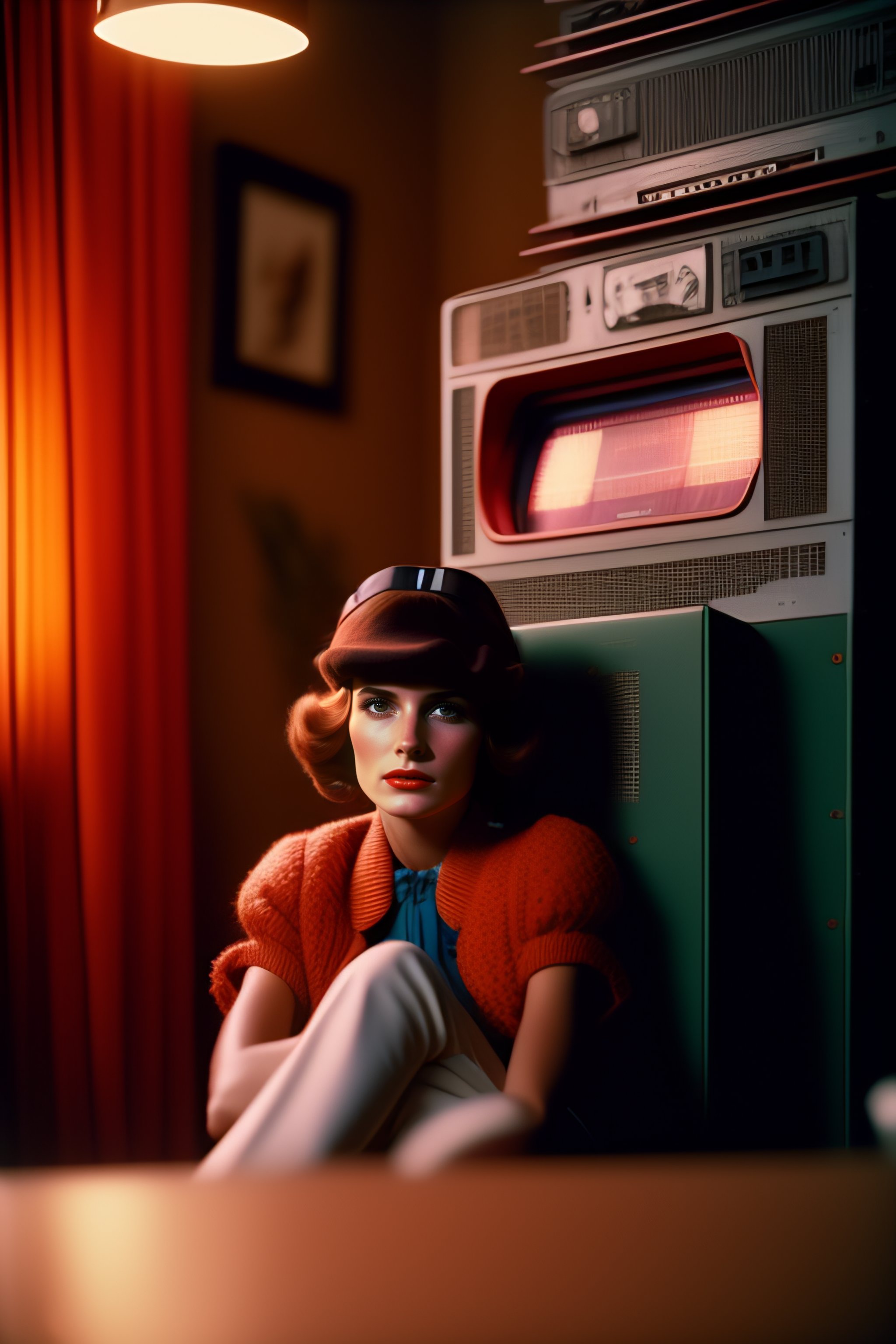 Lexica - A Soviet girl sitting in a chair in front of a soviet computer ...
