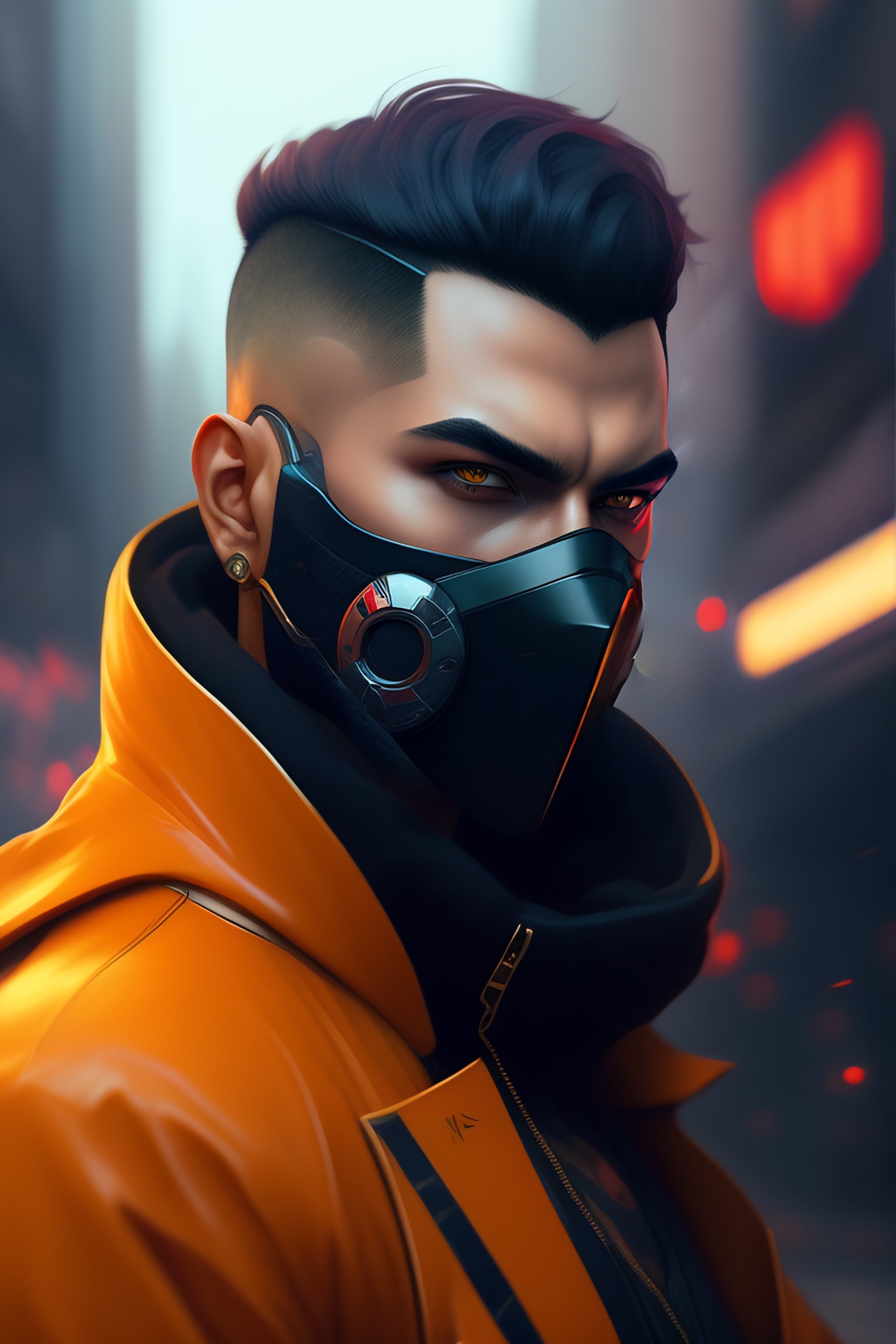Lexica - Cyberpunk man mercenary masked by ilya Kuvshinov and greg ...