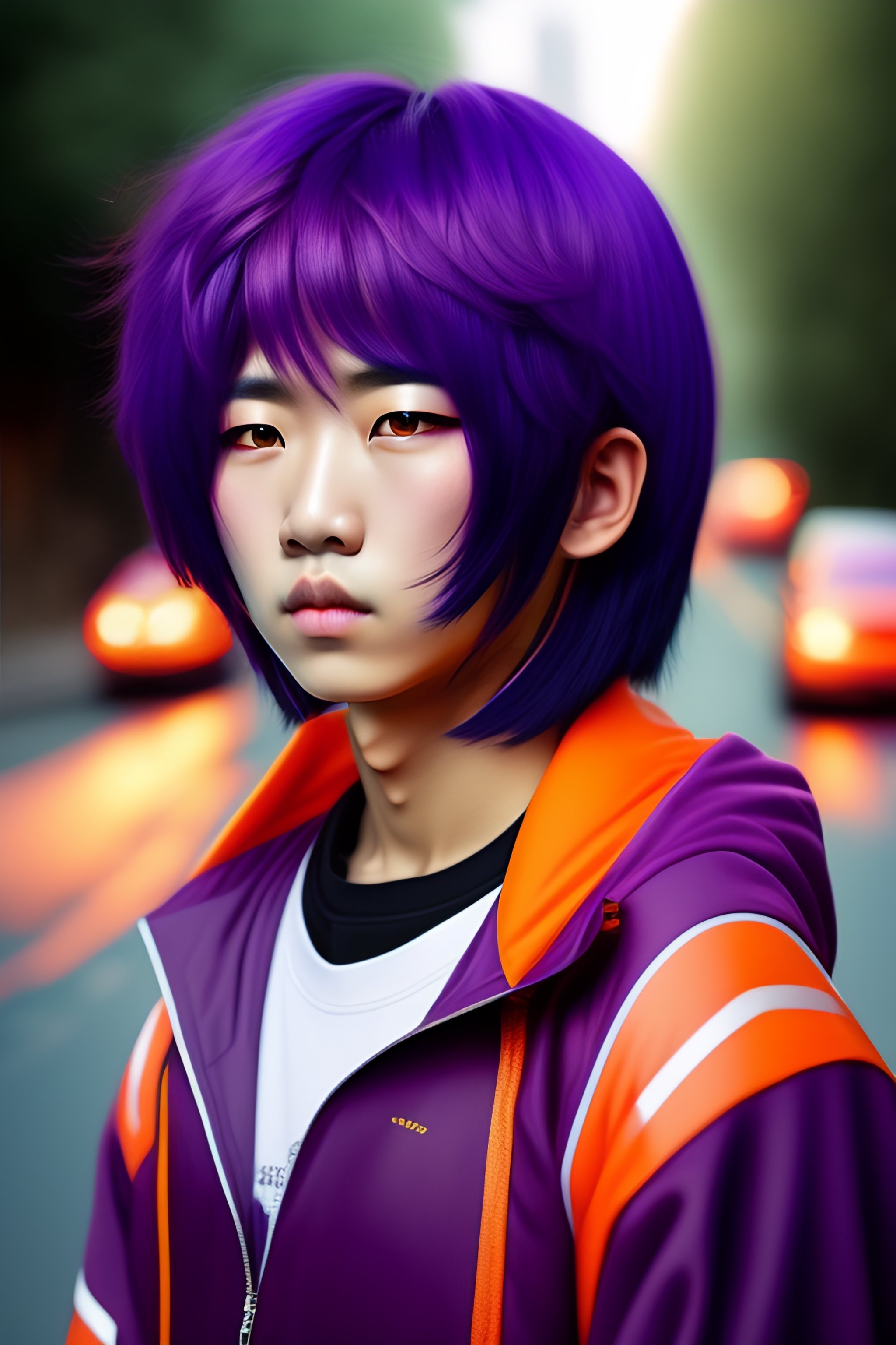 Lexica - Japanese light novel style, purple hair with purple eyes with ...