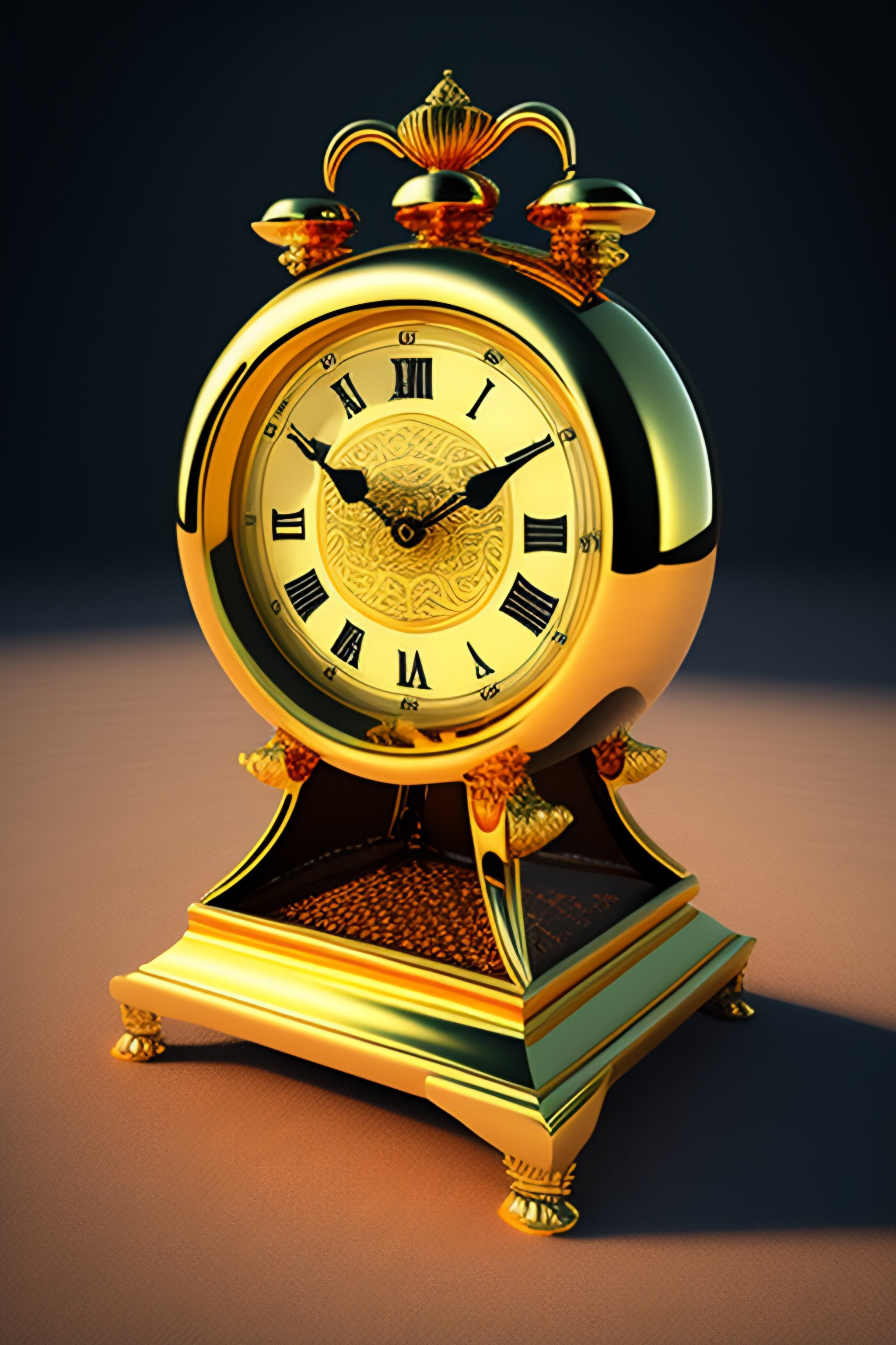 Lexica - 3d ancient clock shine gold on ground