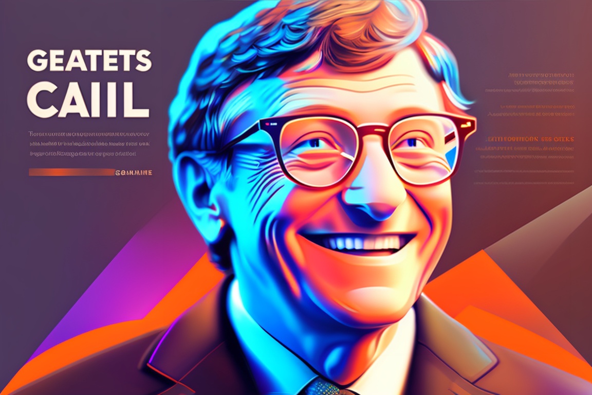 Lexica - Bill Gates' confident and focused face in the center. Vibrant ...