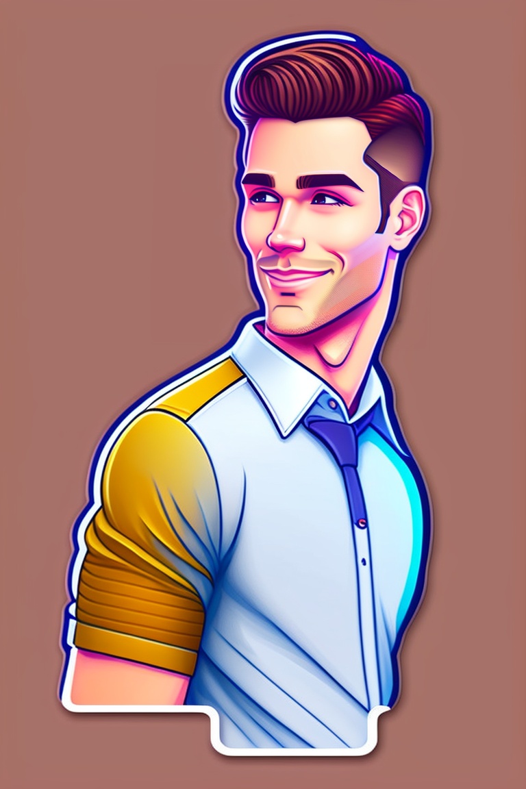 Lexica - Handsome guy in love staring at his date, cartoon stickers ...