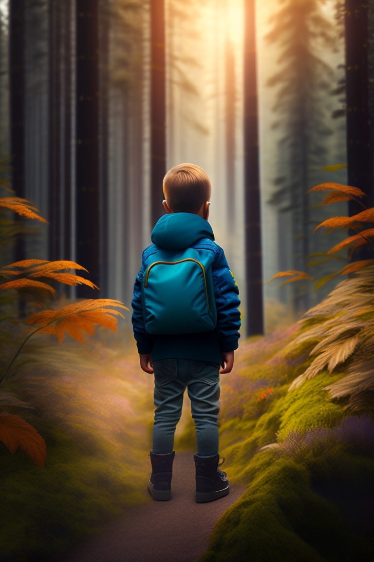 Lexica - A brave young boy standing at the edge of a dense forest ...