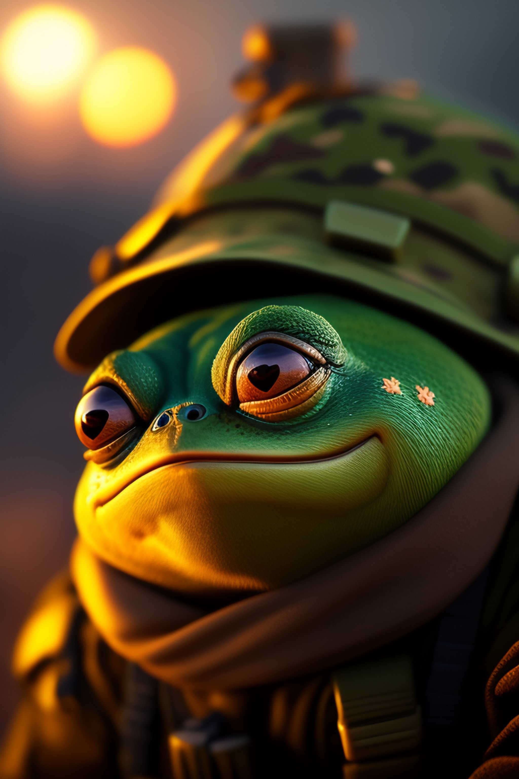 Lexica - An exhausted pepe the frog at the frontlines in the army at ...