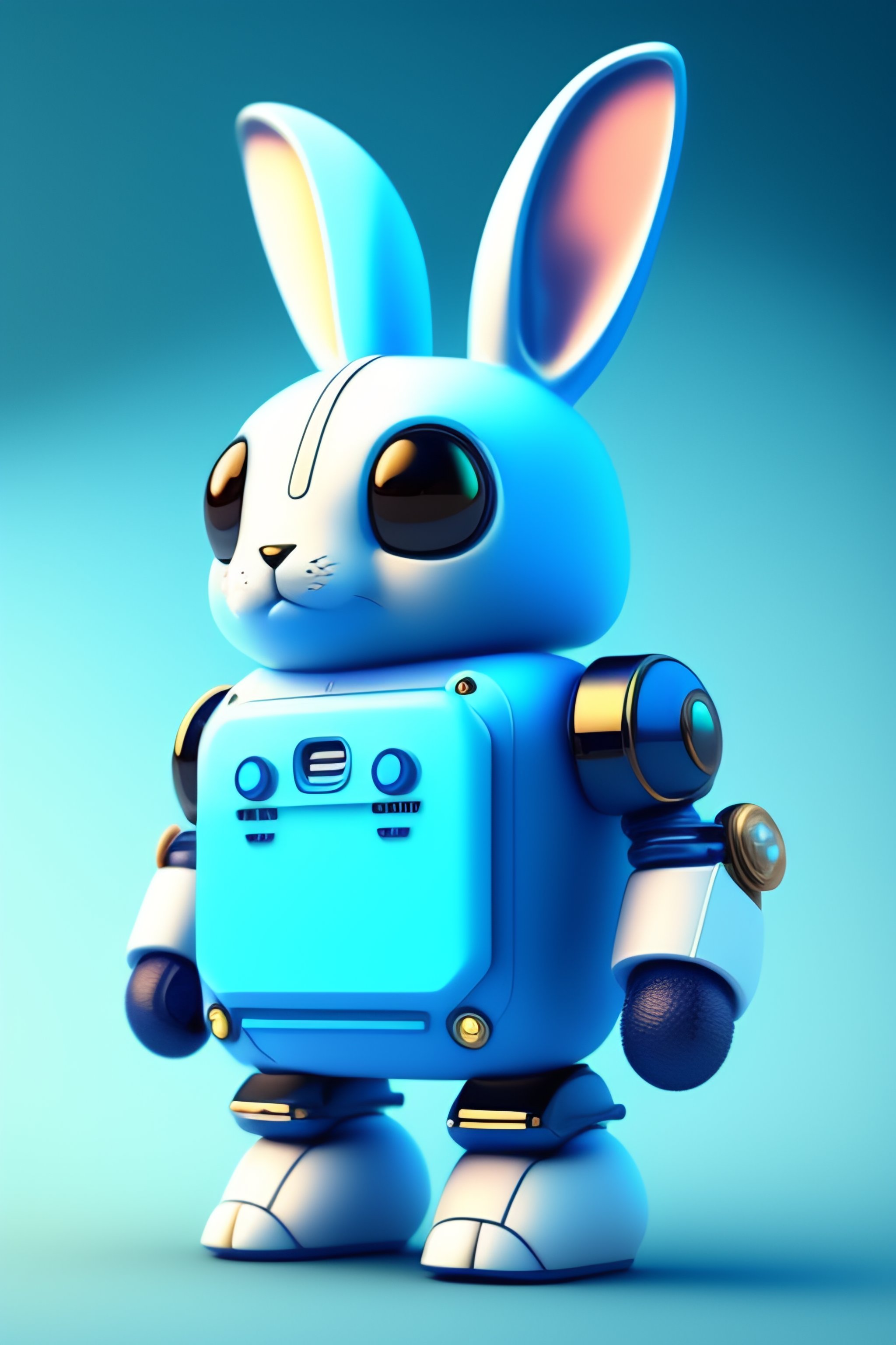 Lexica - Bunny robot working on a smartphone, make a blue faded ...