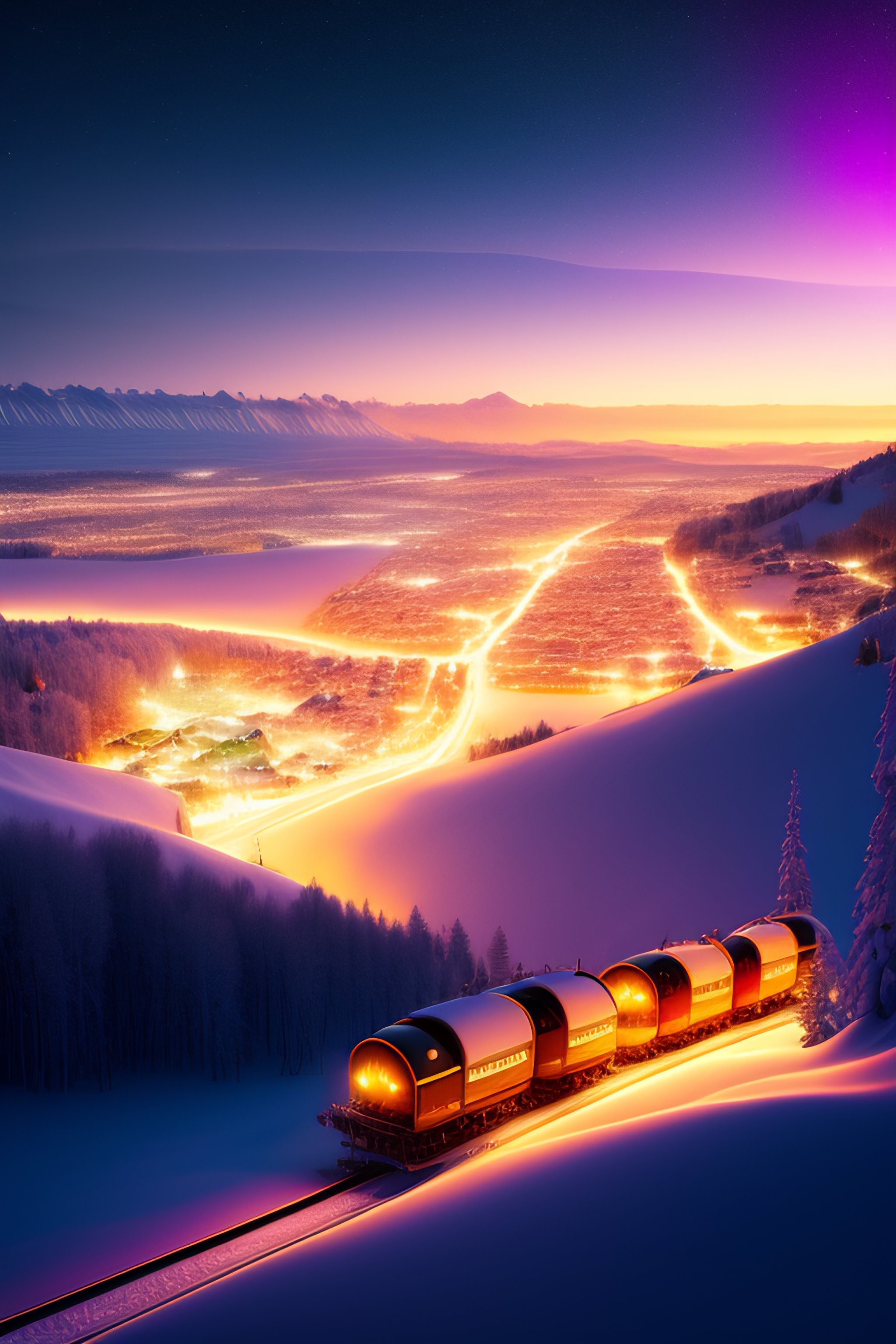 Lexica - The thick snow covered swiss town , the sky is starry , the ...