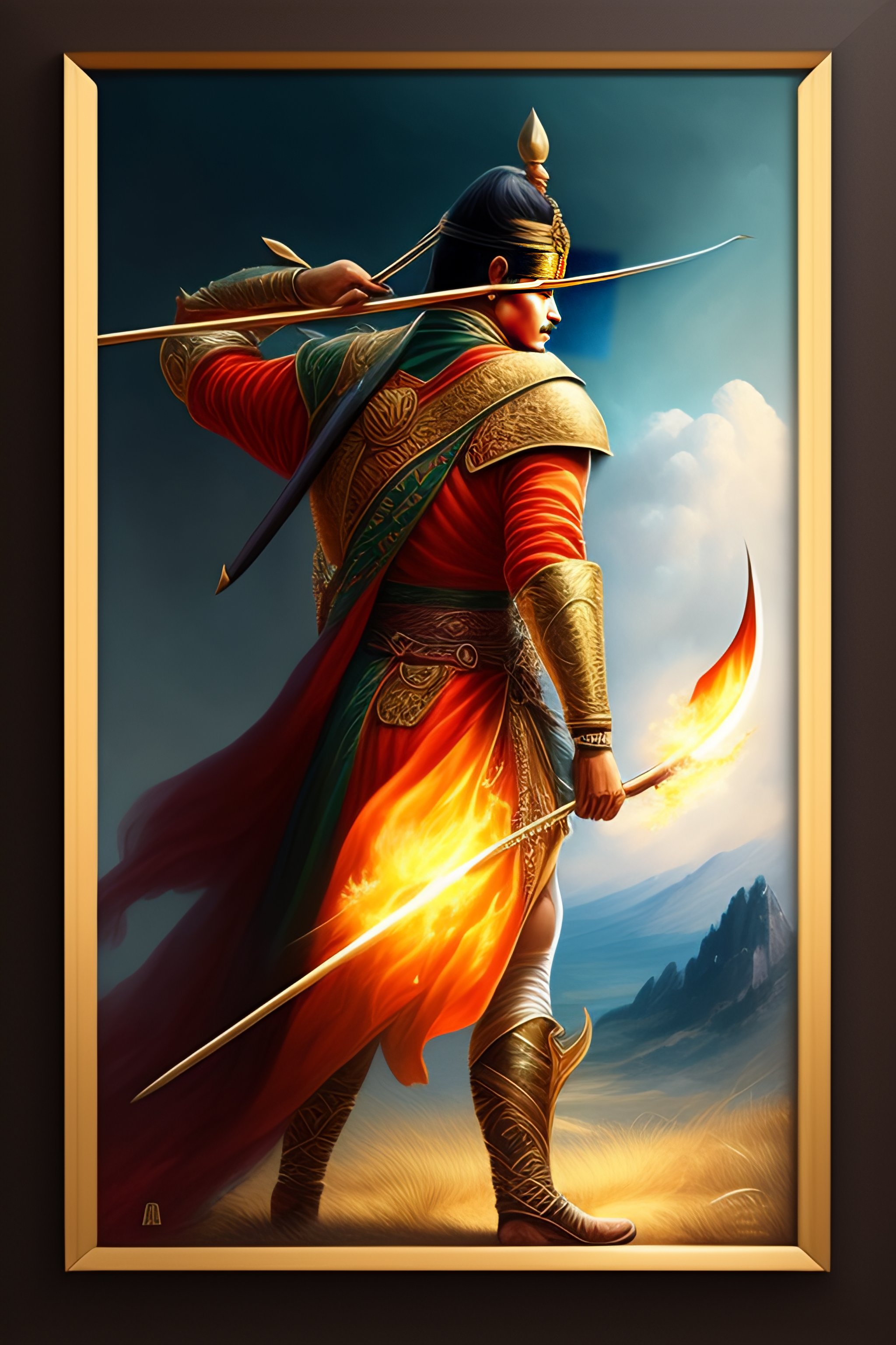 Lexica - Single object, bow without string, shooting an arrow of fire ...