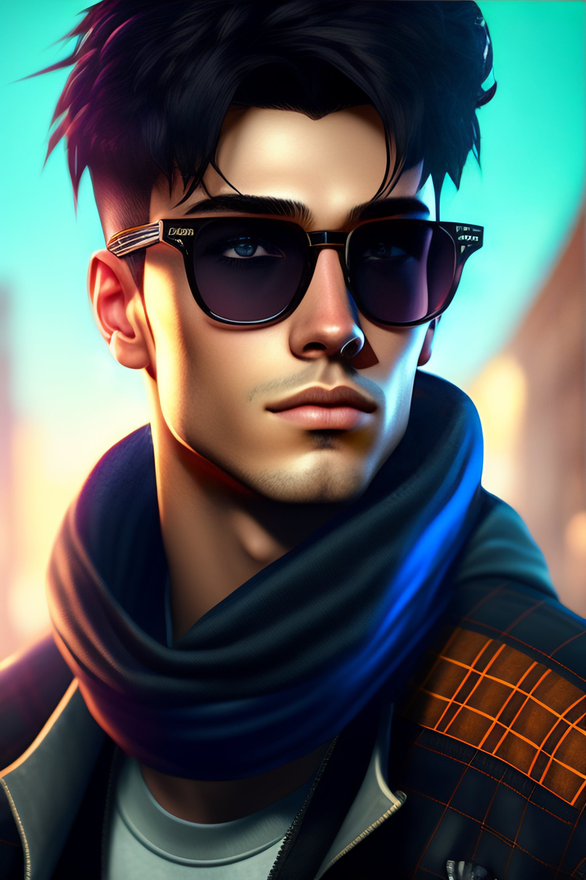 Lexica - Highly detailed portrait of a sewer emo punk student, blue ...