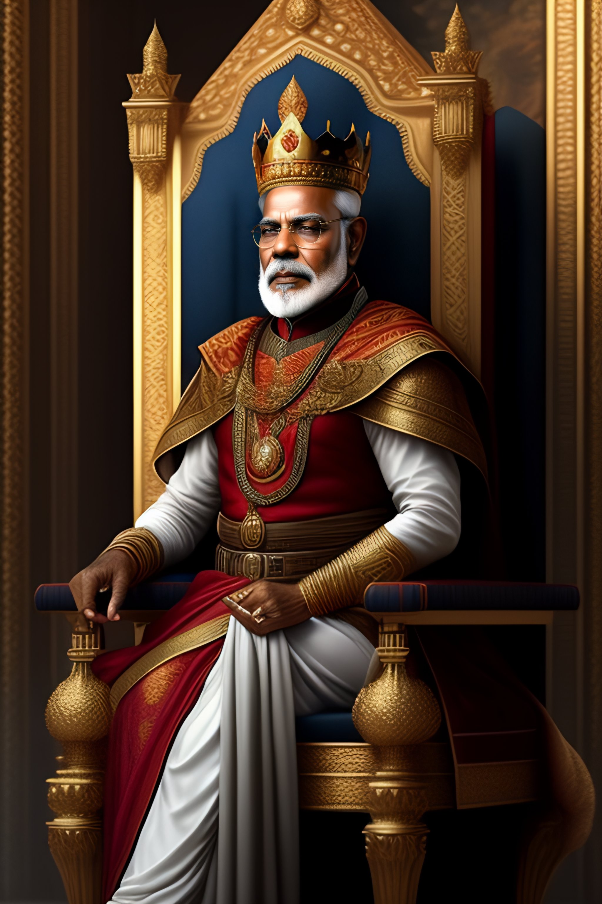 Lexica - Narendra modi as a medieval king on a throne by Edgar Maxence ...