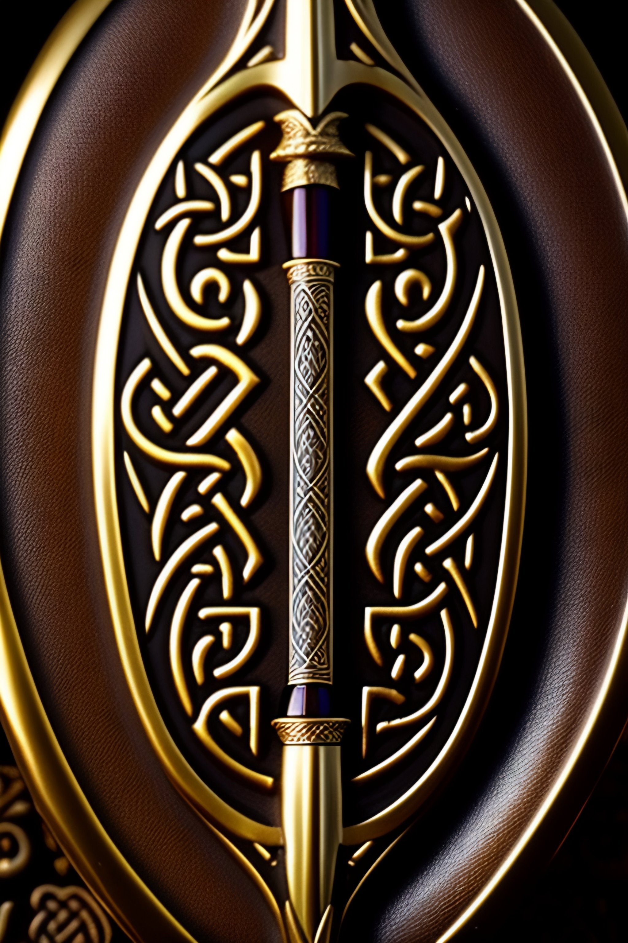 Lexica - Celtic symbols etched in Damascus sword glinting in the ...