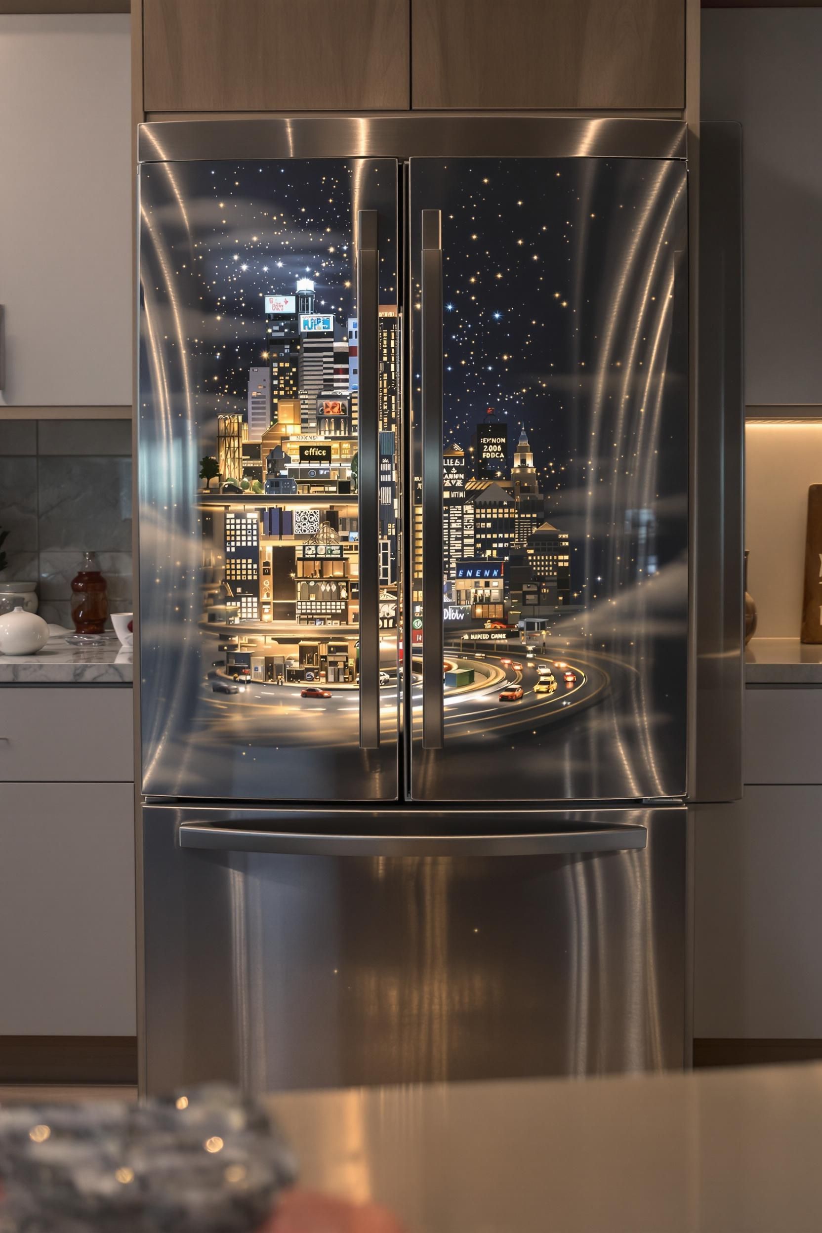 Lexica - A hyper-realistic photo of an ordinary refrigerator opened to ...