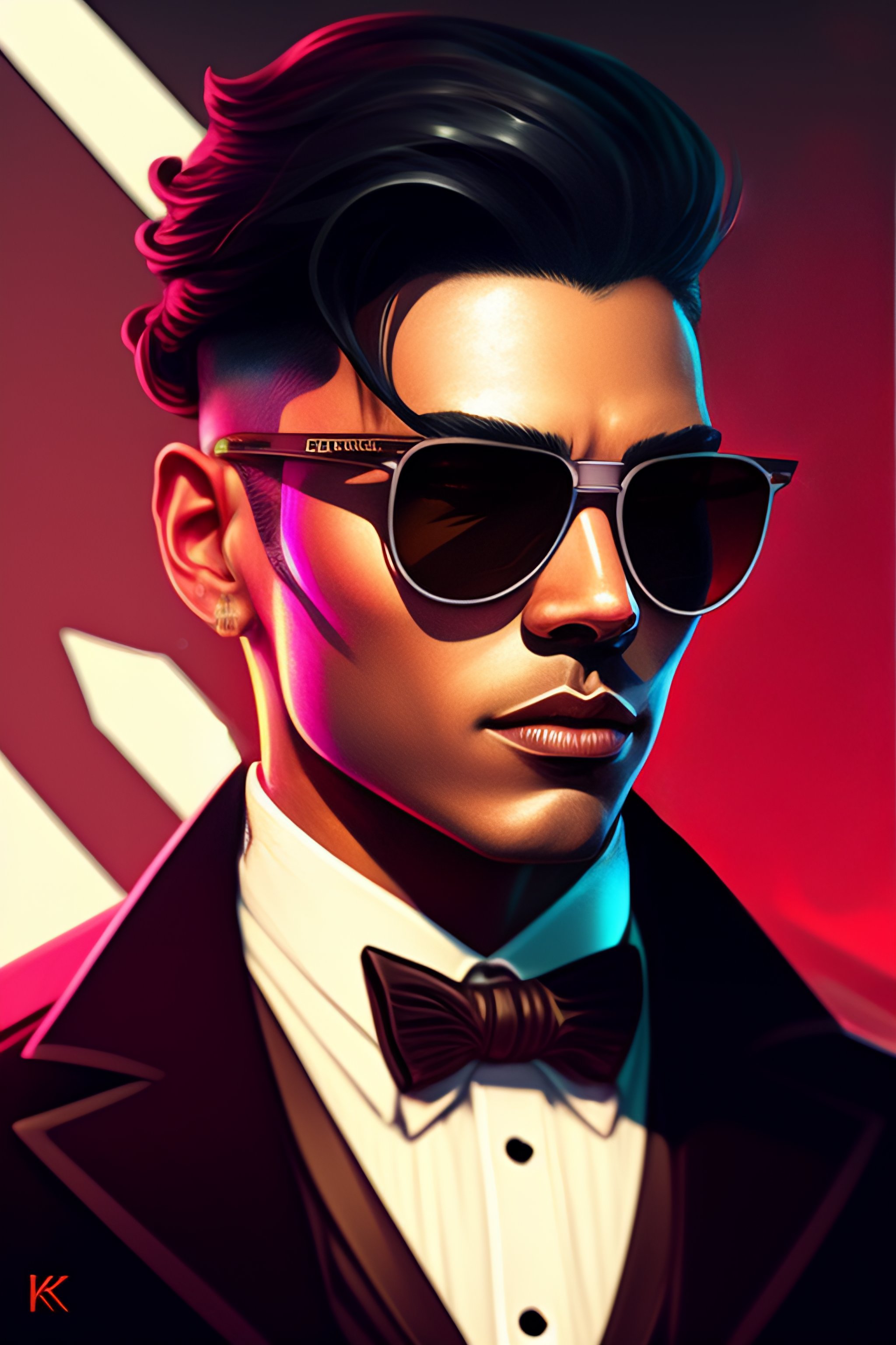 Lexica - Highly detailed portrait of a gangster, sunglasses, red eyes ...