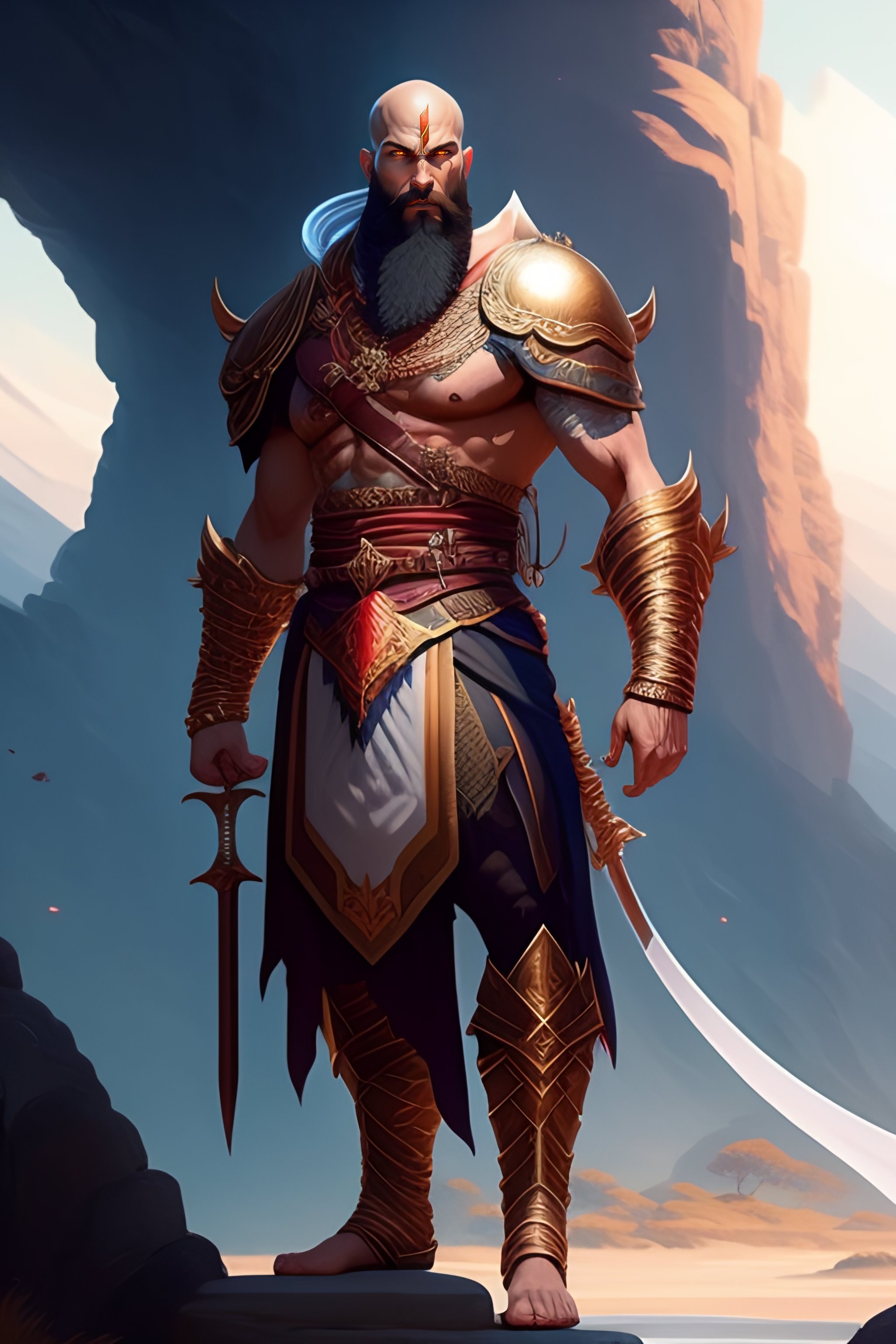 Lexica - Highly detailed full body of kratos with swords in hand ...