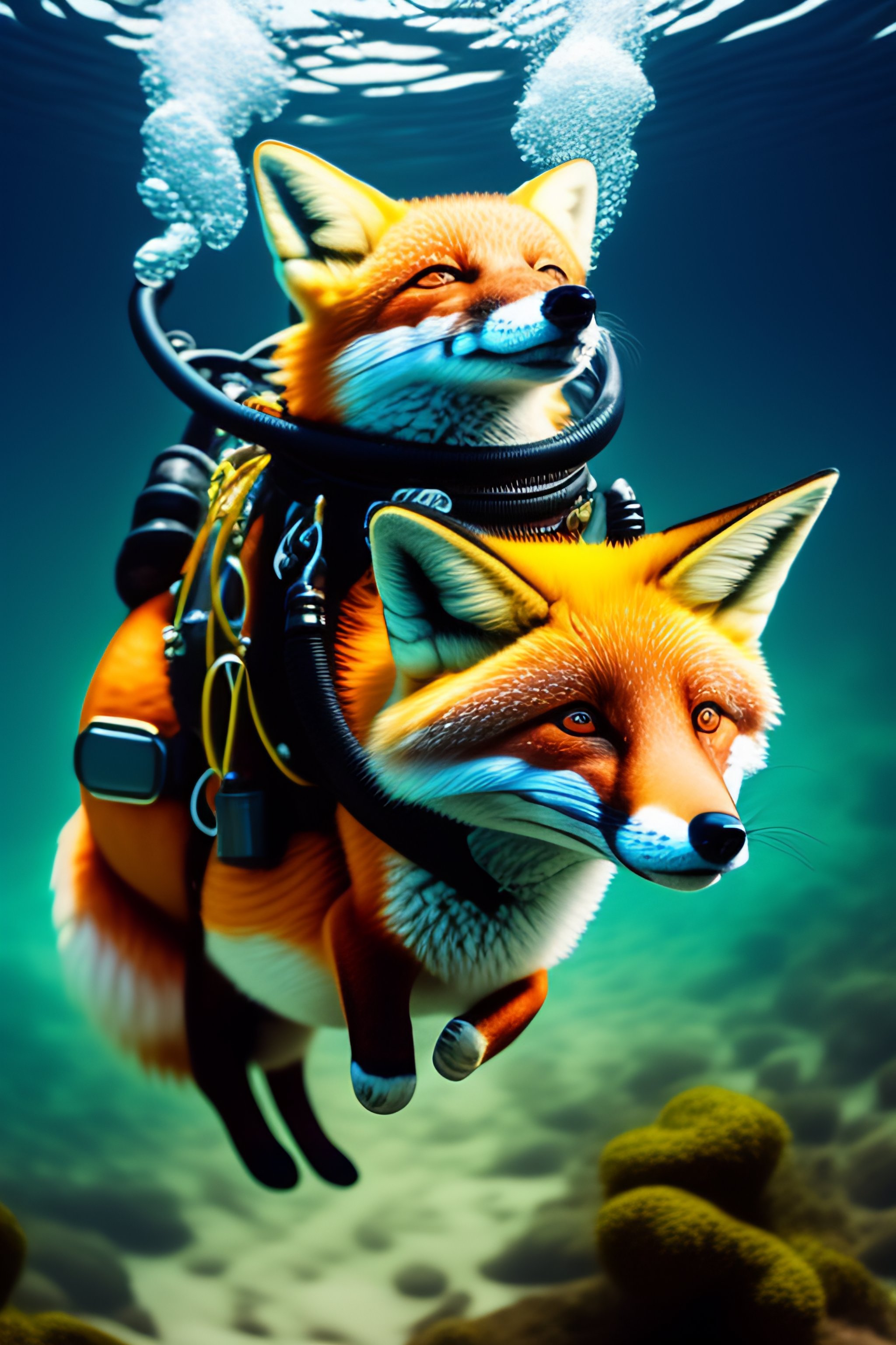 Lexica - Crazy fox in a diving suit