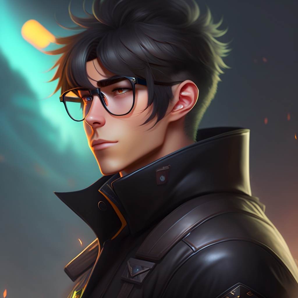 Lexica - An abstract male gamer anime character dressed in all black ...