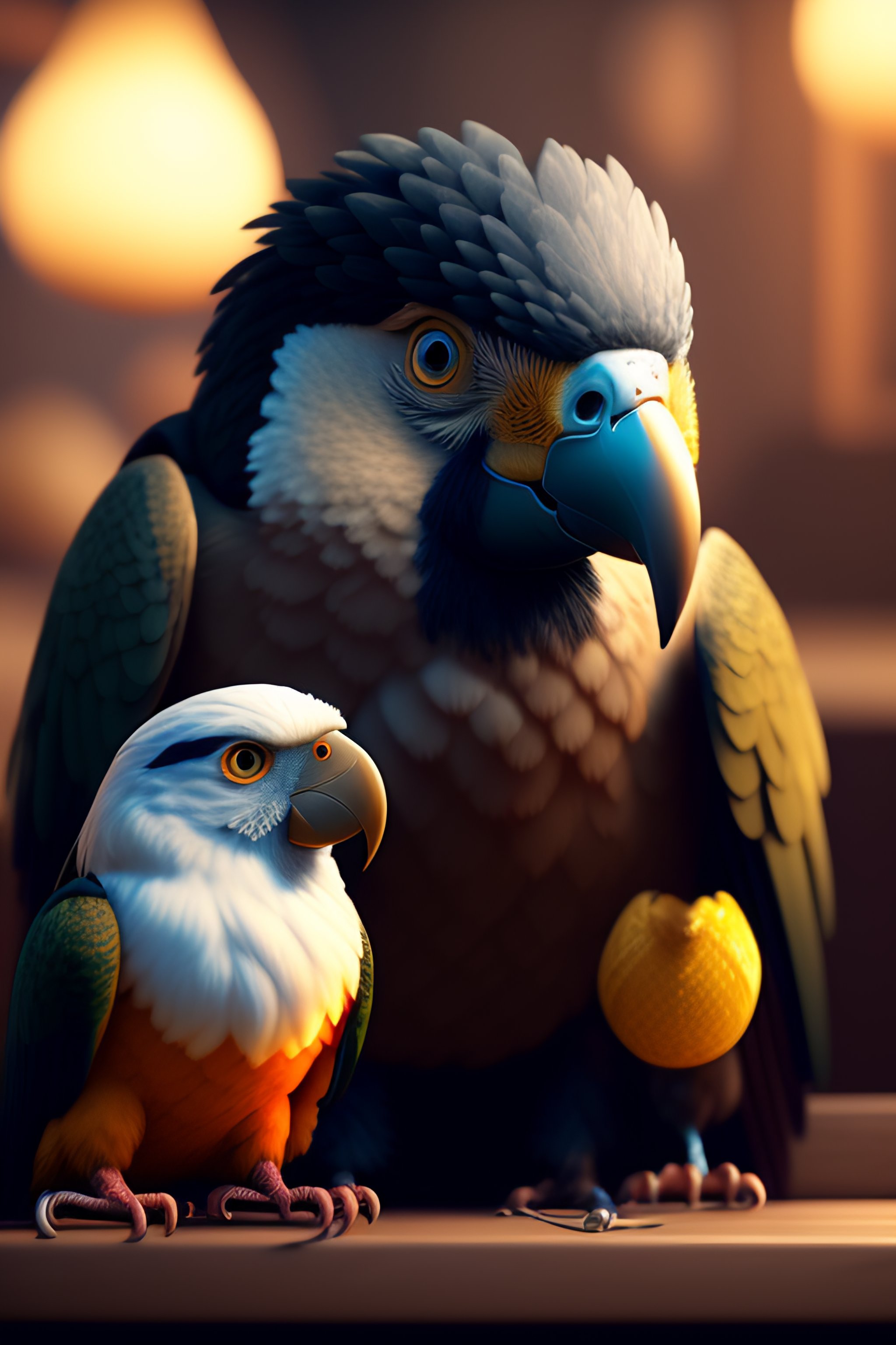 Lexica - Cute humanoid eagle and parrot fighting in a dojo ,unreal ...