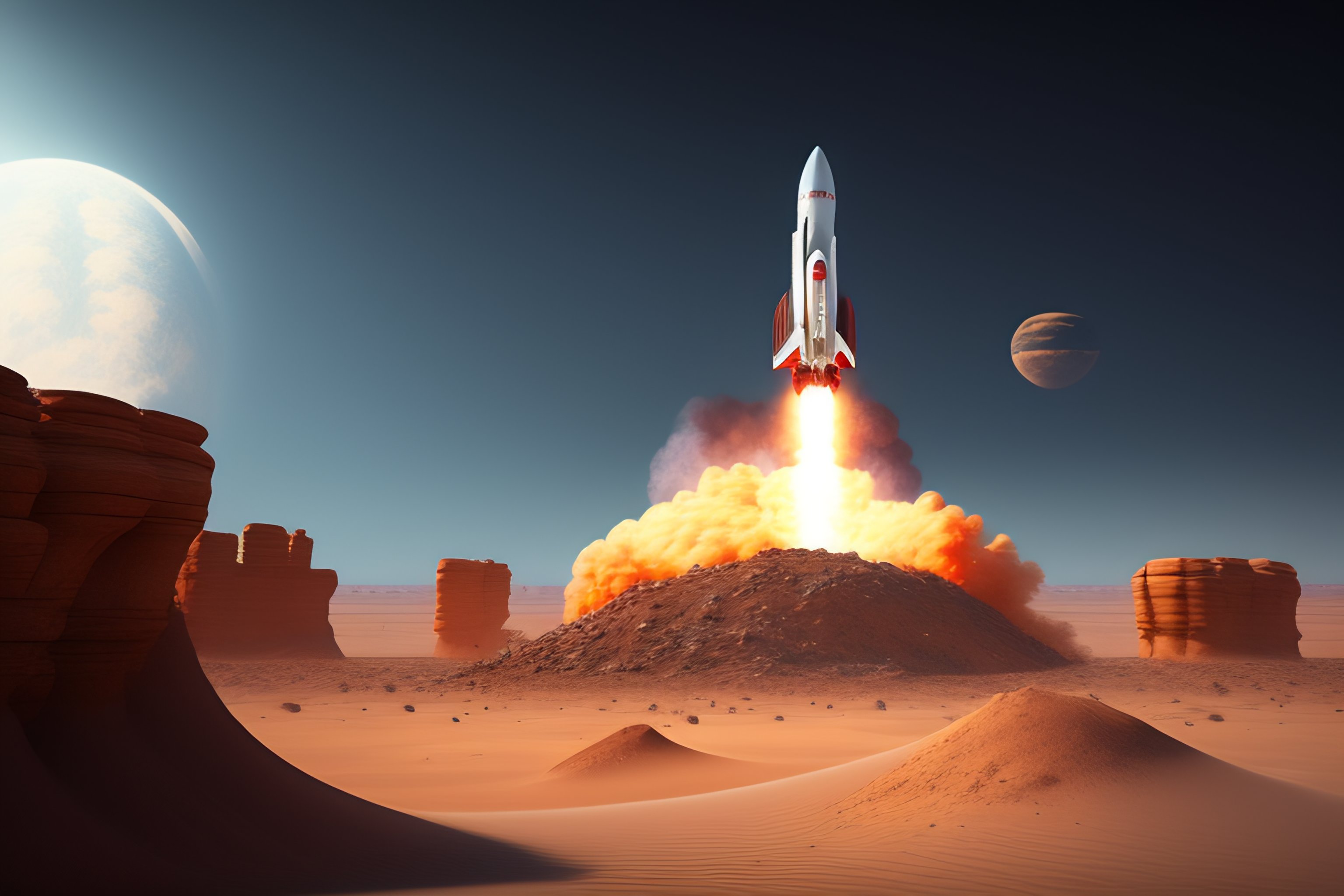 Lexica - A rocket blasting off into space, octane render, highly ...