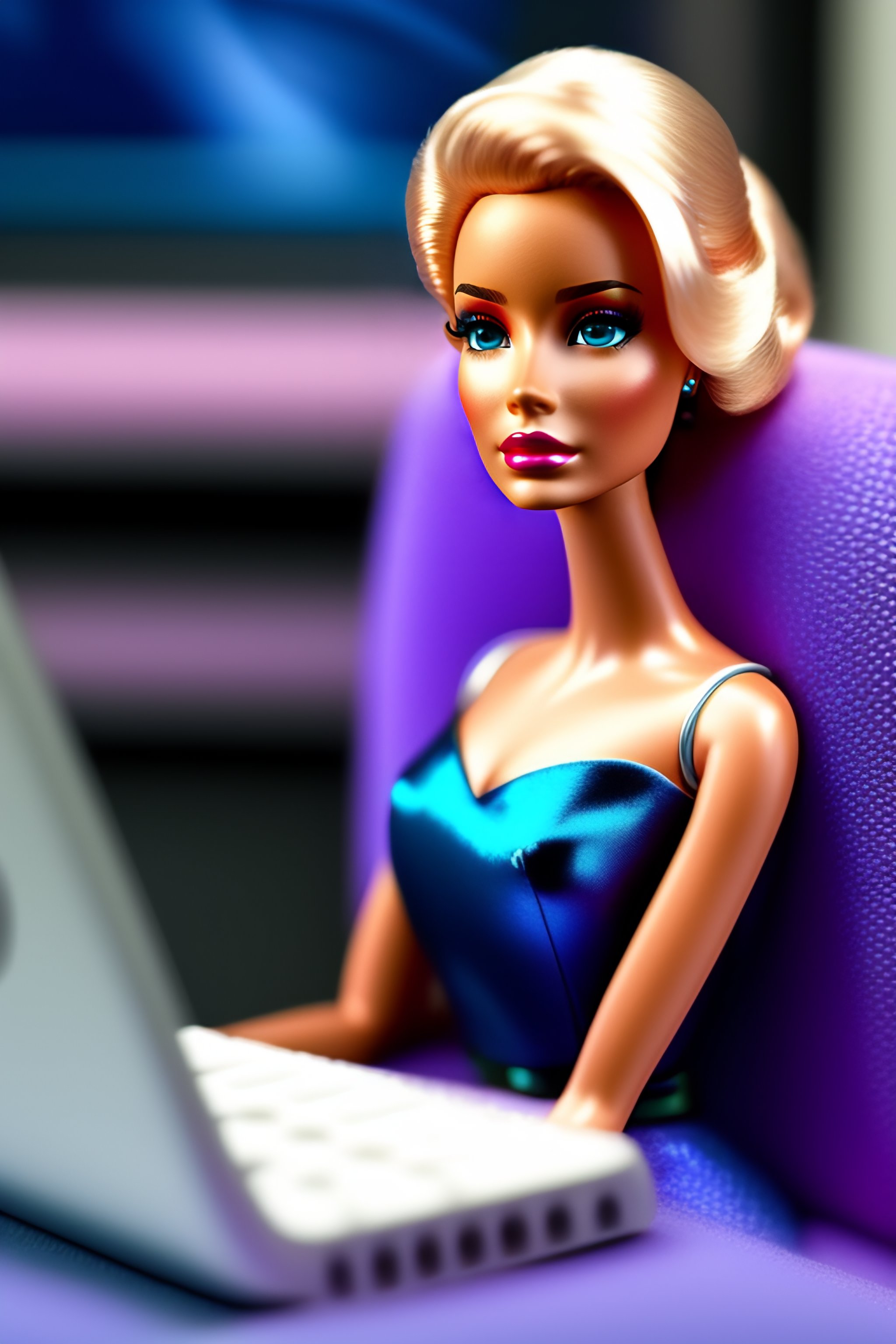 Lexica - Barbie on the computer