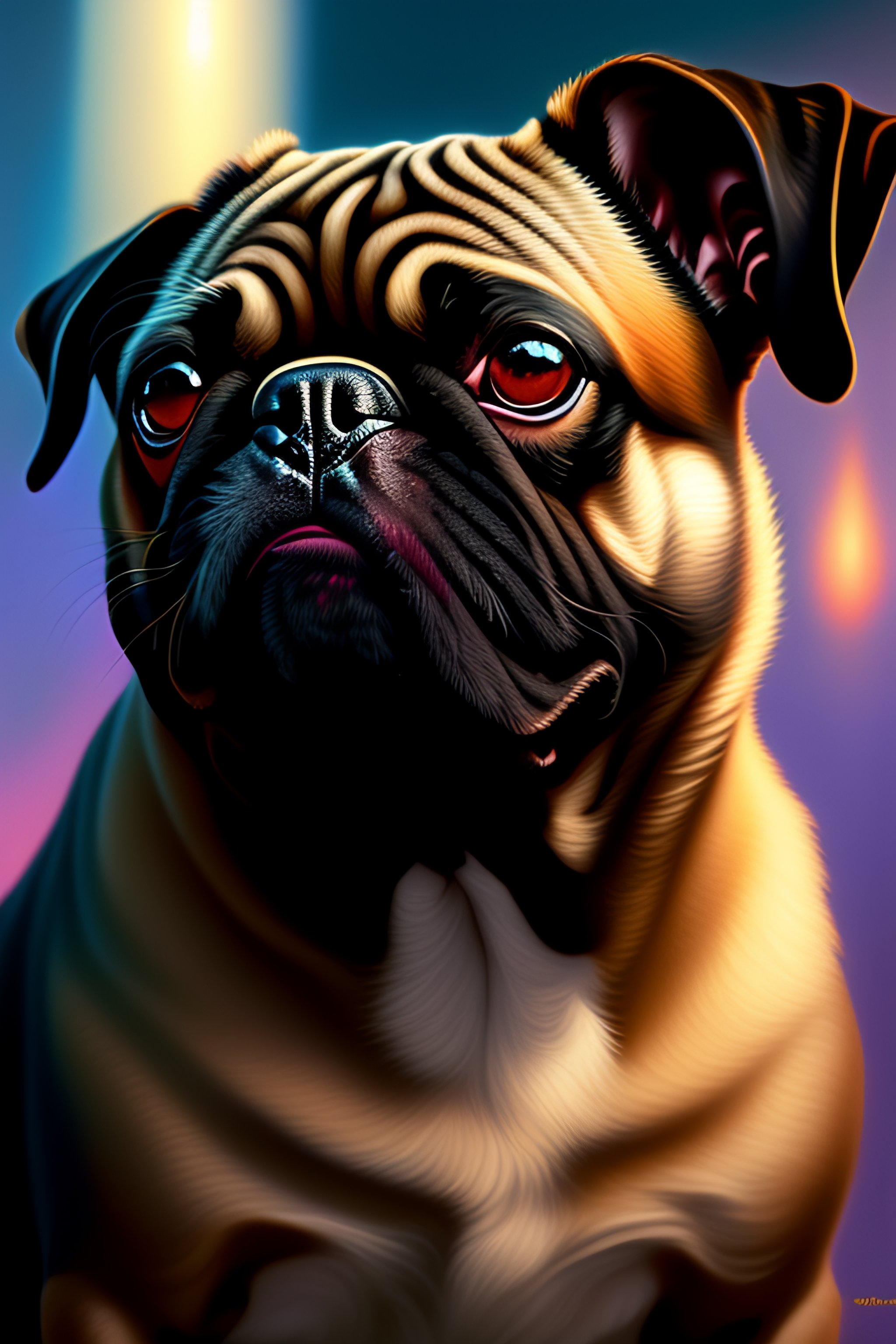Lexica - Anthropomorphic highly detailed group portrait of demonic pug ...