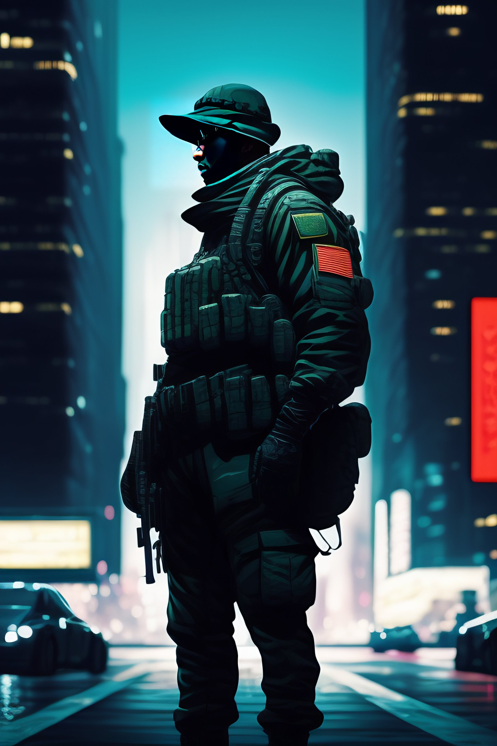 Lexica - Art of stealth soldier in the city at night drawn like yoji ...