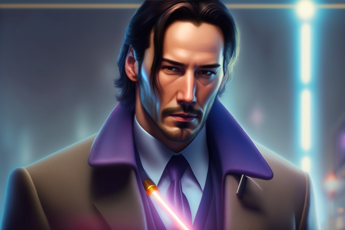 Lexica - Keanu Reeves lights a cigarette standing up, glaring at the camera