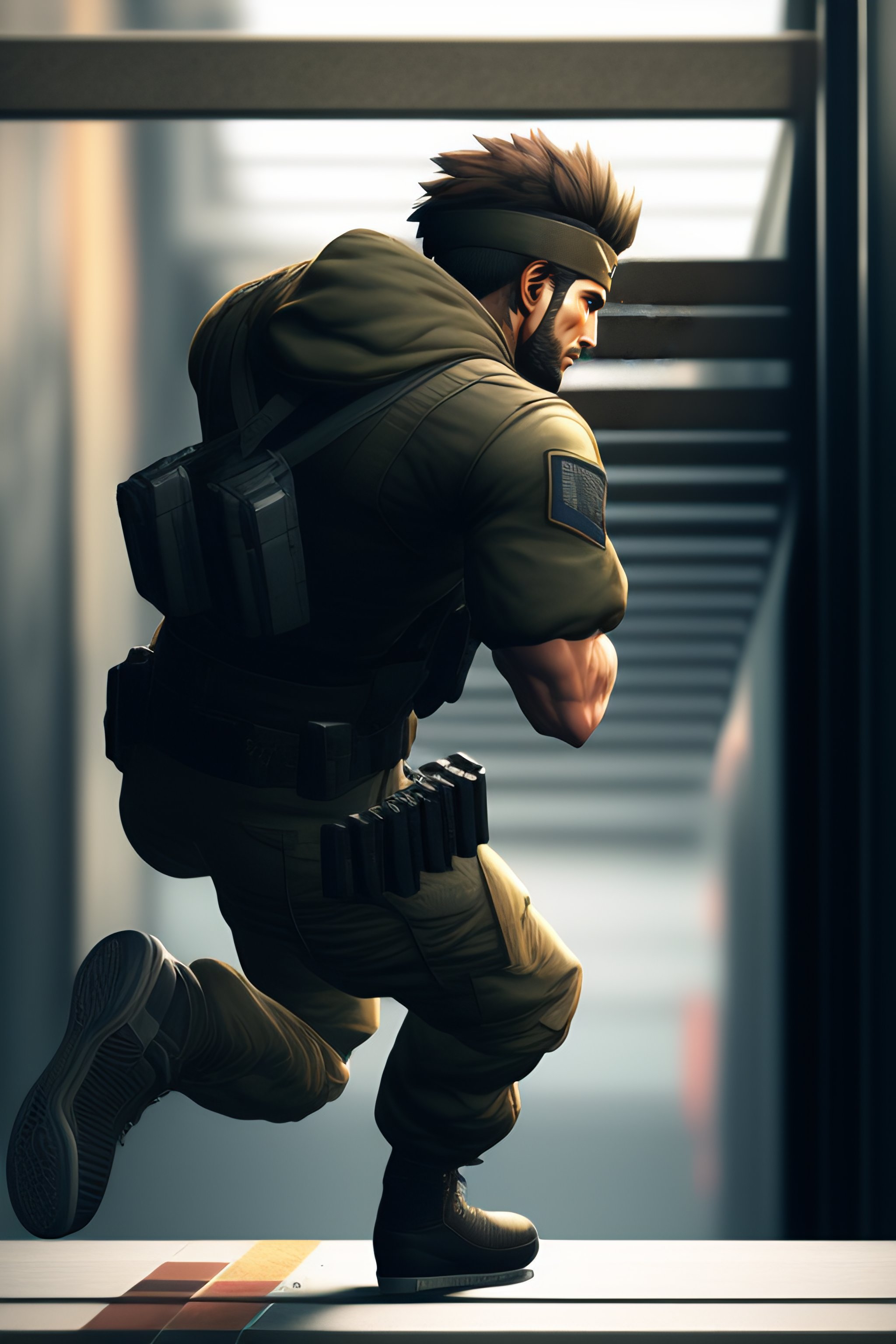 Lexica - Action shot of Solid Snake from Metal Gear doing a ...