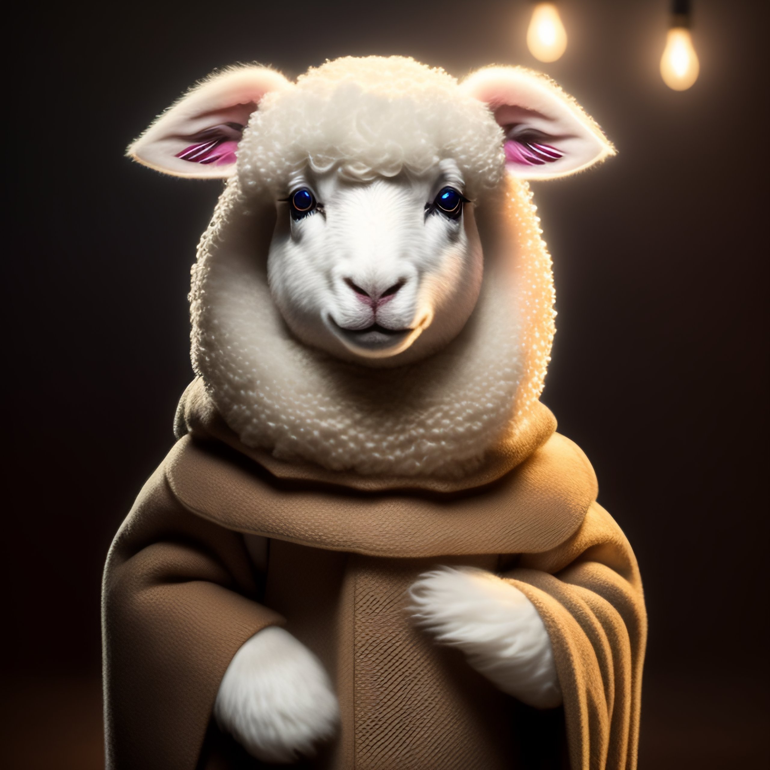 Lexica - A robotic lamb muppet dressed like a medieval wizard using a ...