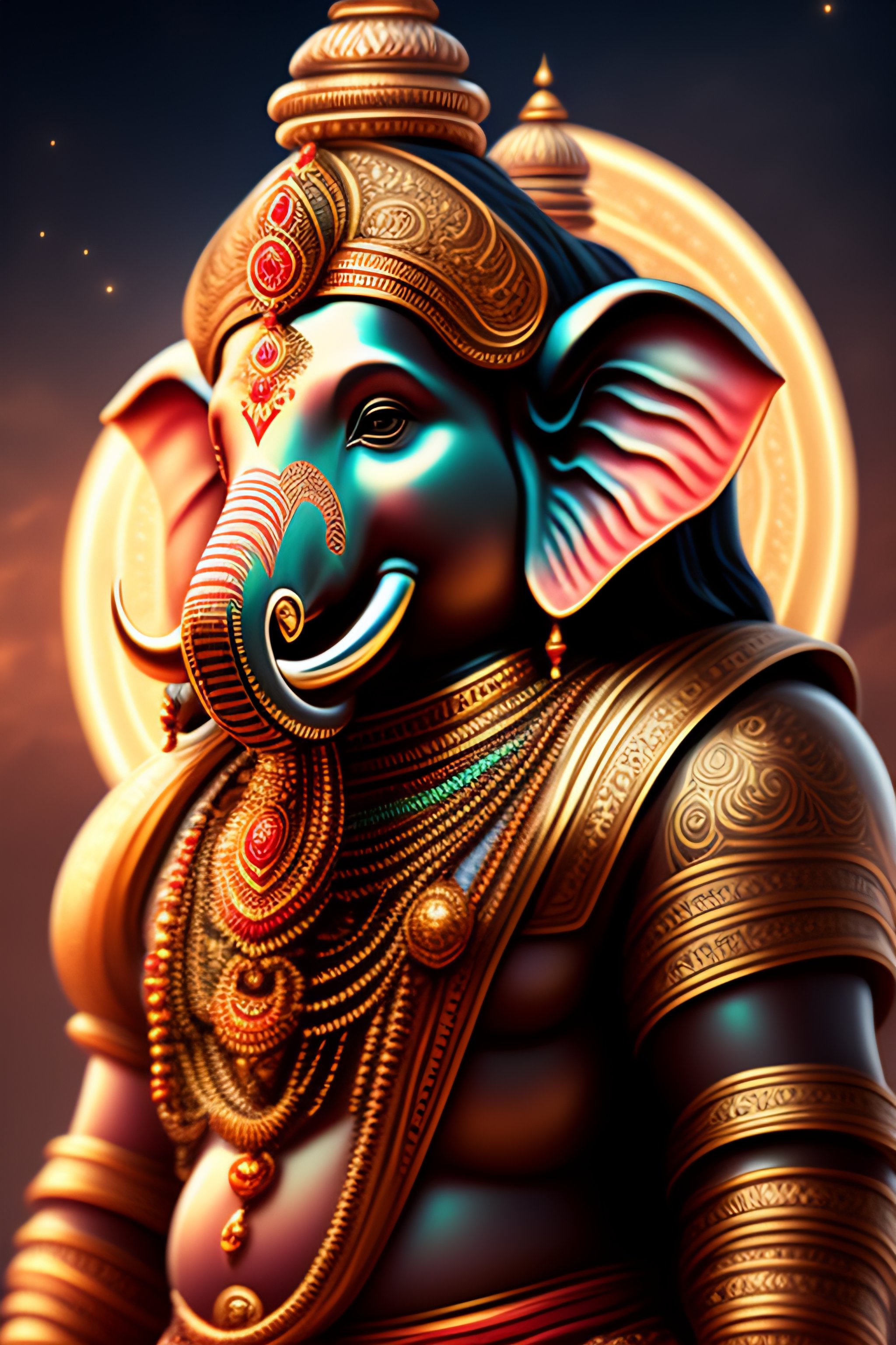 Lexica - Portrait of a Ganesh, fantasy, front light, intricate ...