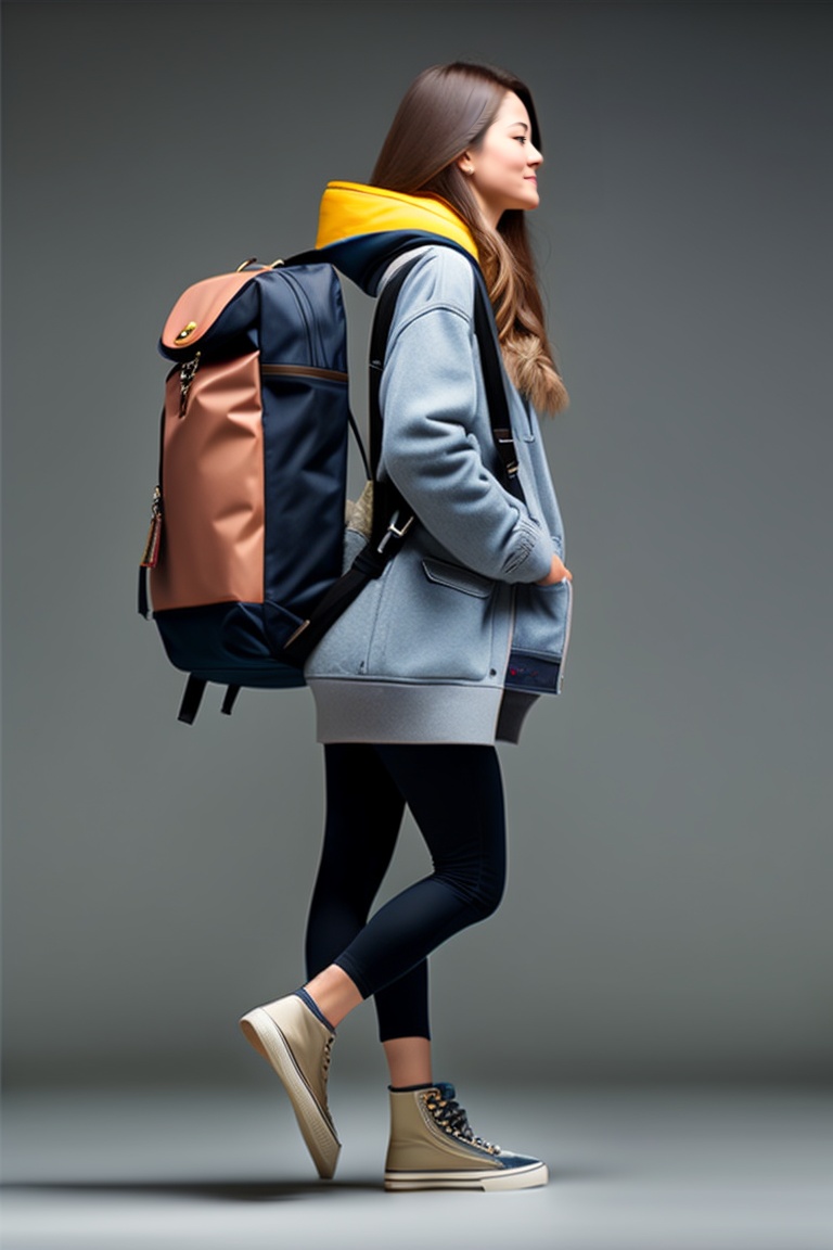 Lexica - A women standing with her left leg up a step, in jeans and a ...