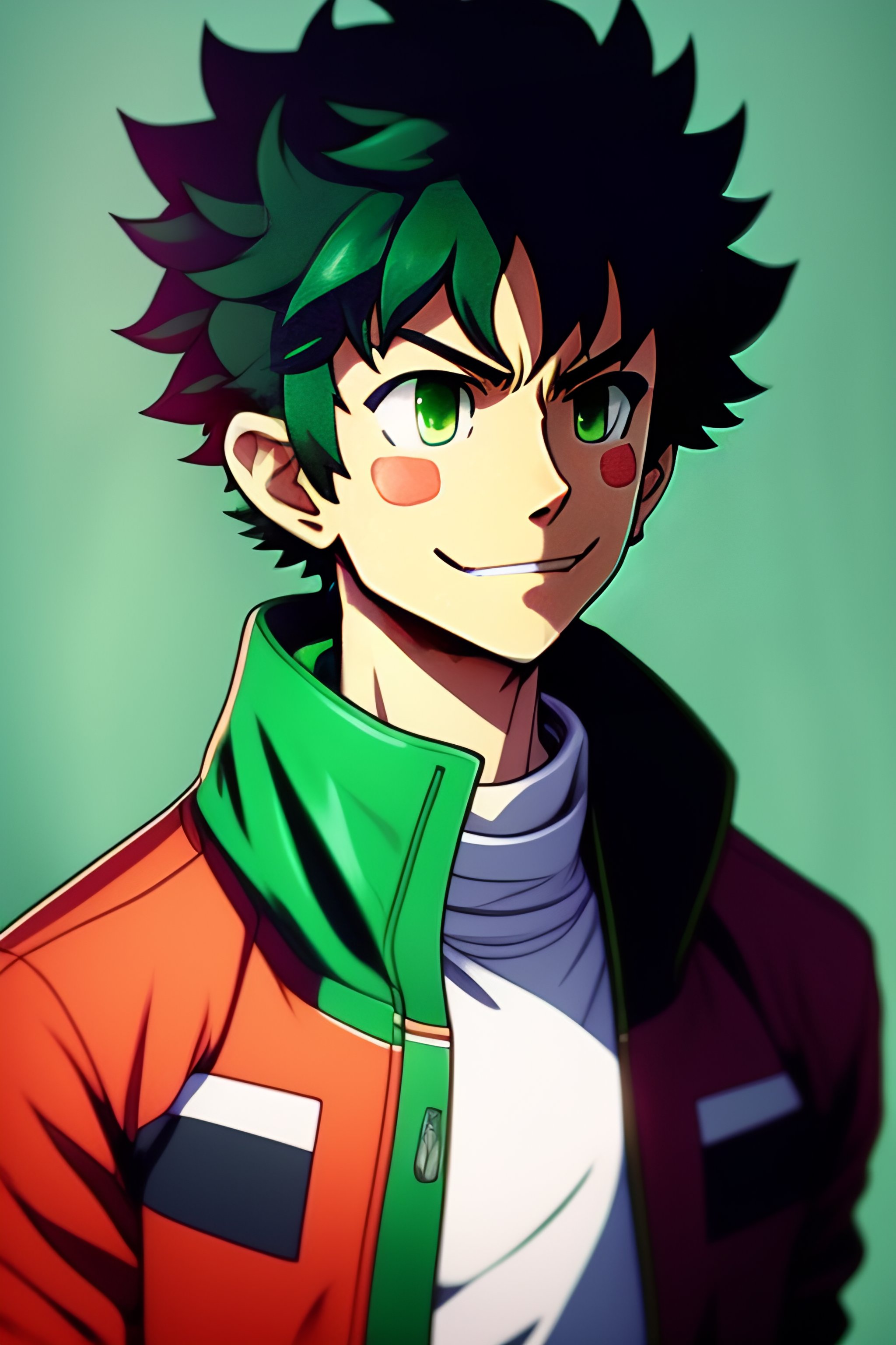 Lexica - Portrait de Deku dans My hero academia en style dessin