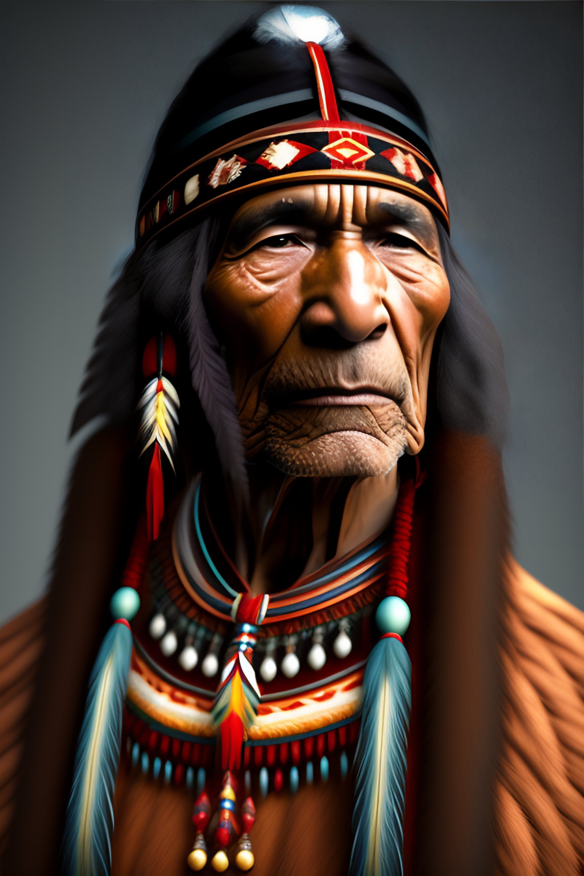 Old Native American Man Painting