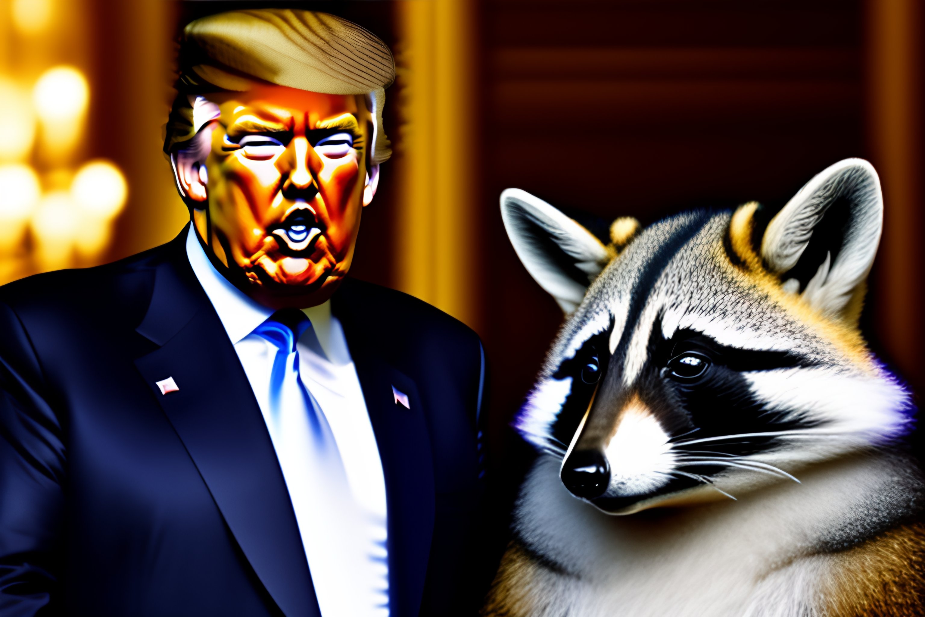 Lexica - Photo of donald trump and a raccoon