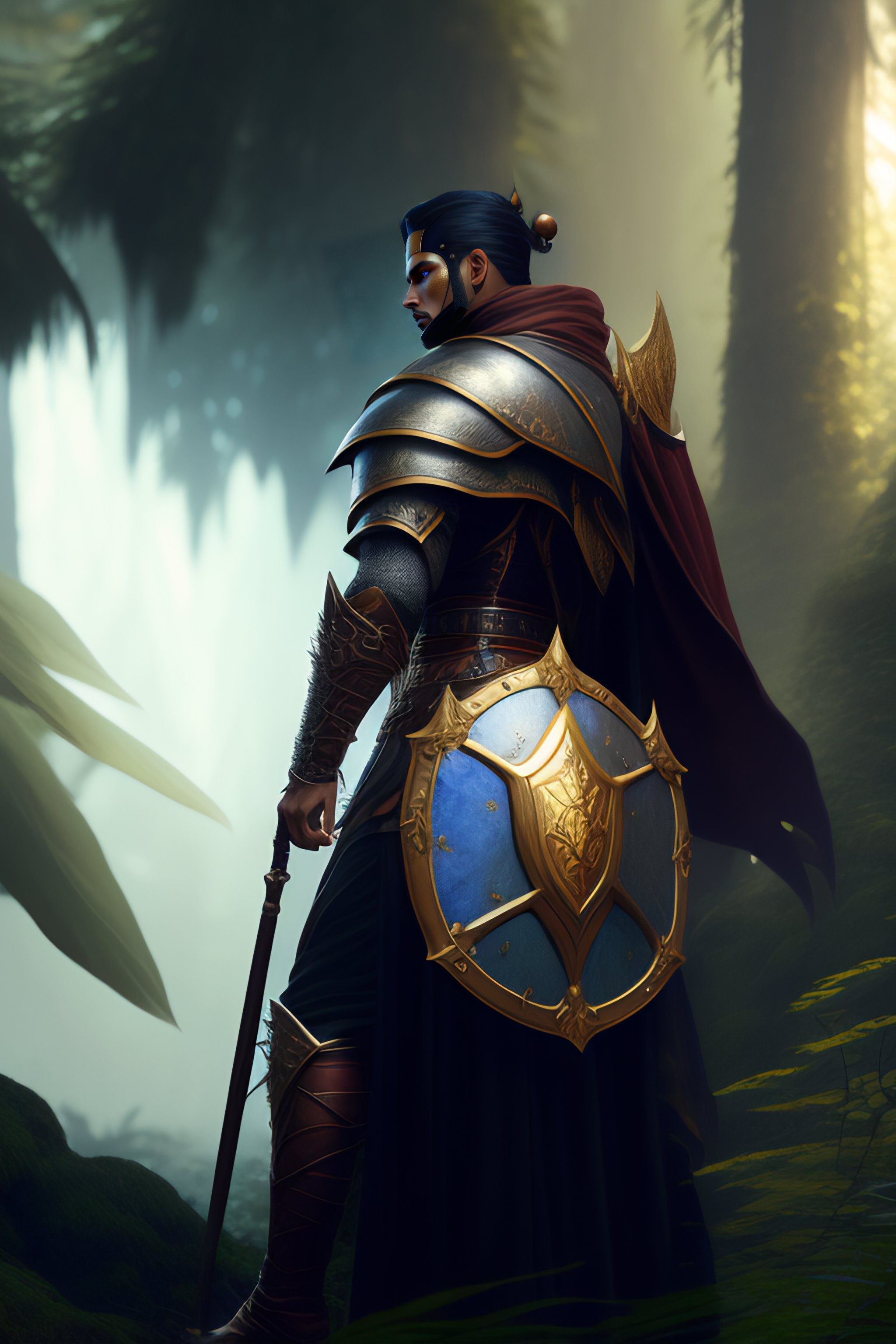 Lexica - Lizzard warrior holding huge shield, forest background, d&d, artstation, fantasy, magic ...