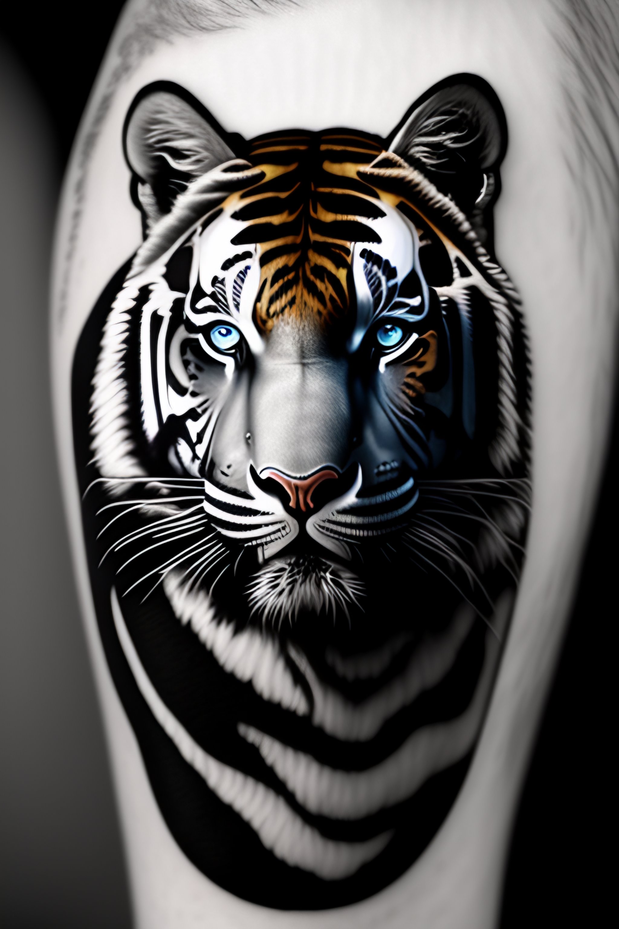 Lexica - Tiger head tattoo, hyperrealistic, black and grey, 8k ...