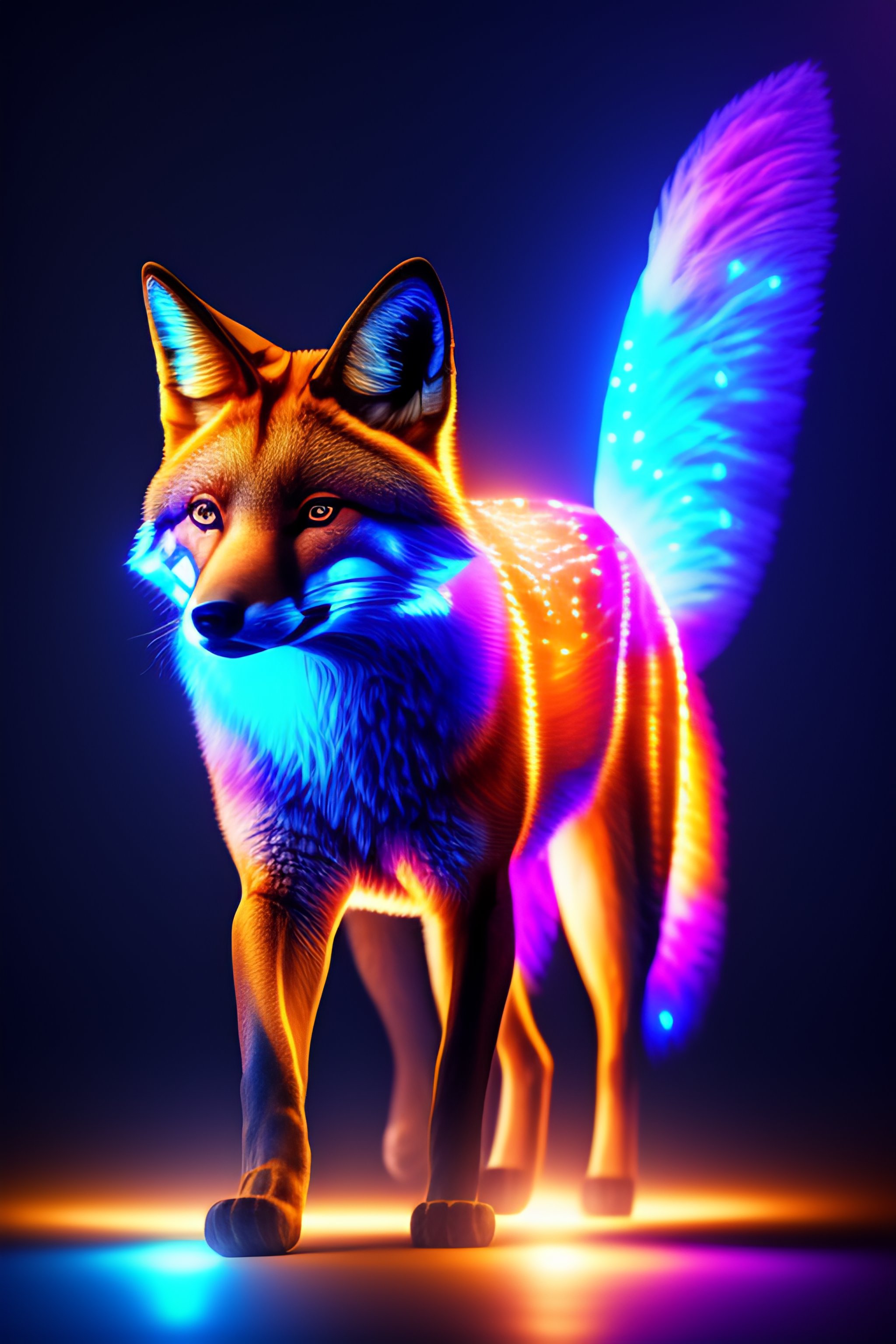 Lexica - Cybernetic fox with fiber optics walking with a shaman HD 8K ...