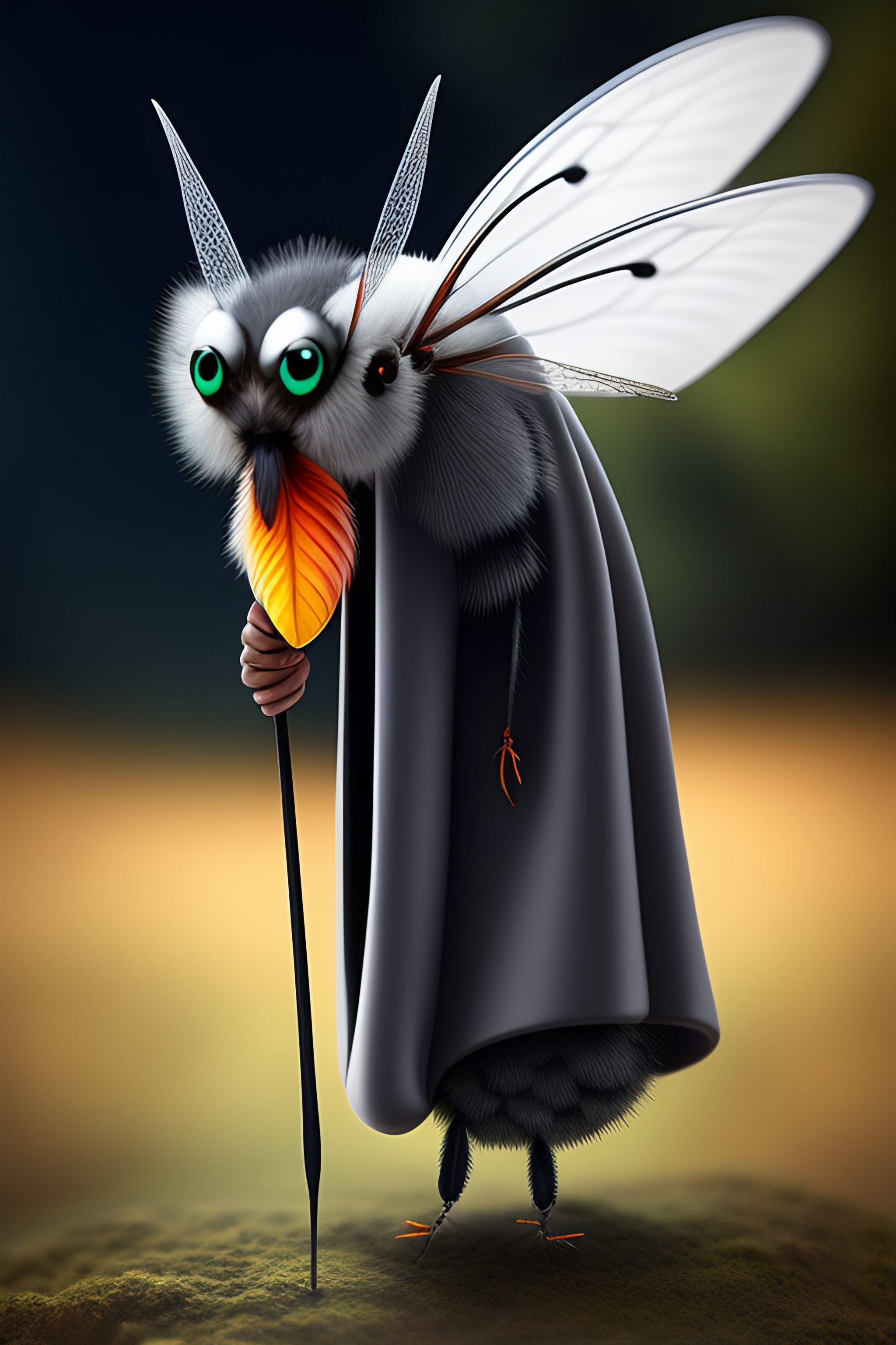 Lexica - Enormous monster mosquito in gray cloak white ceramic mask ...