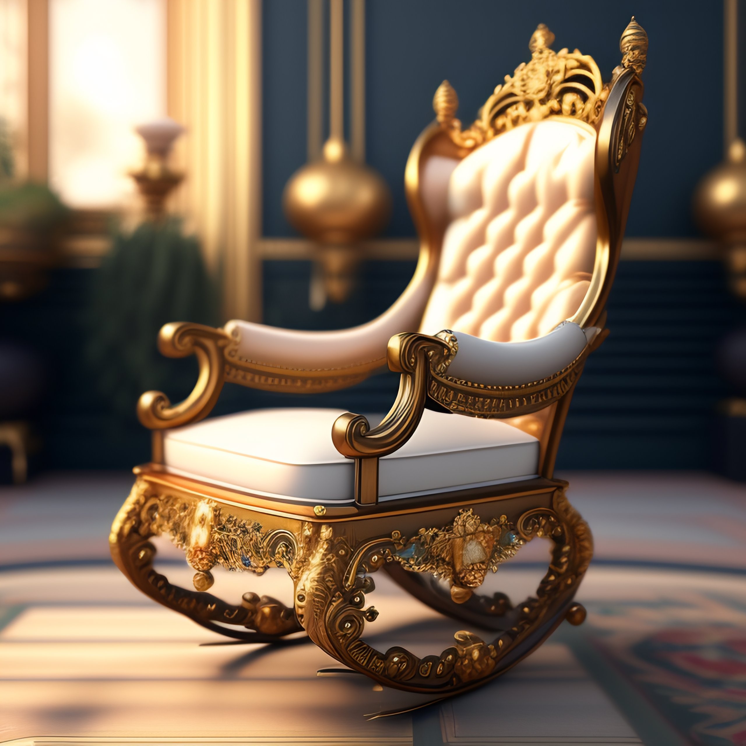 Lexica - Hyperrealistic neo - rococo steampunk Rocking chair, lots of ...