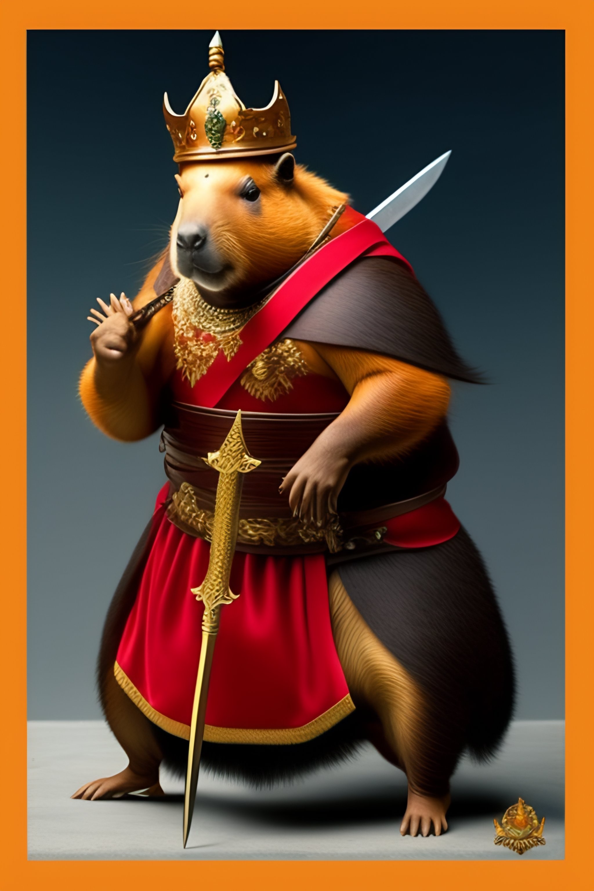 Lexica - Capybara dress of king raising a sword in a dark soul , 2d ...