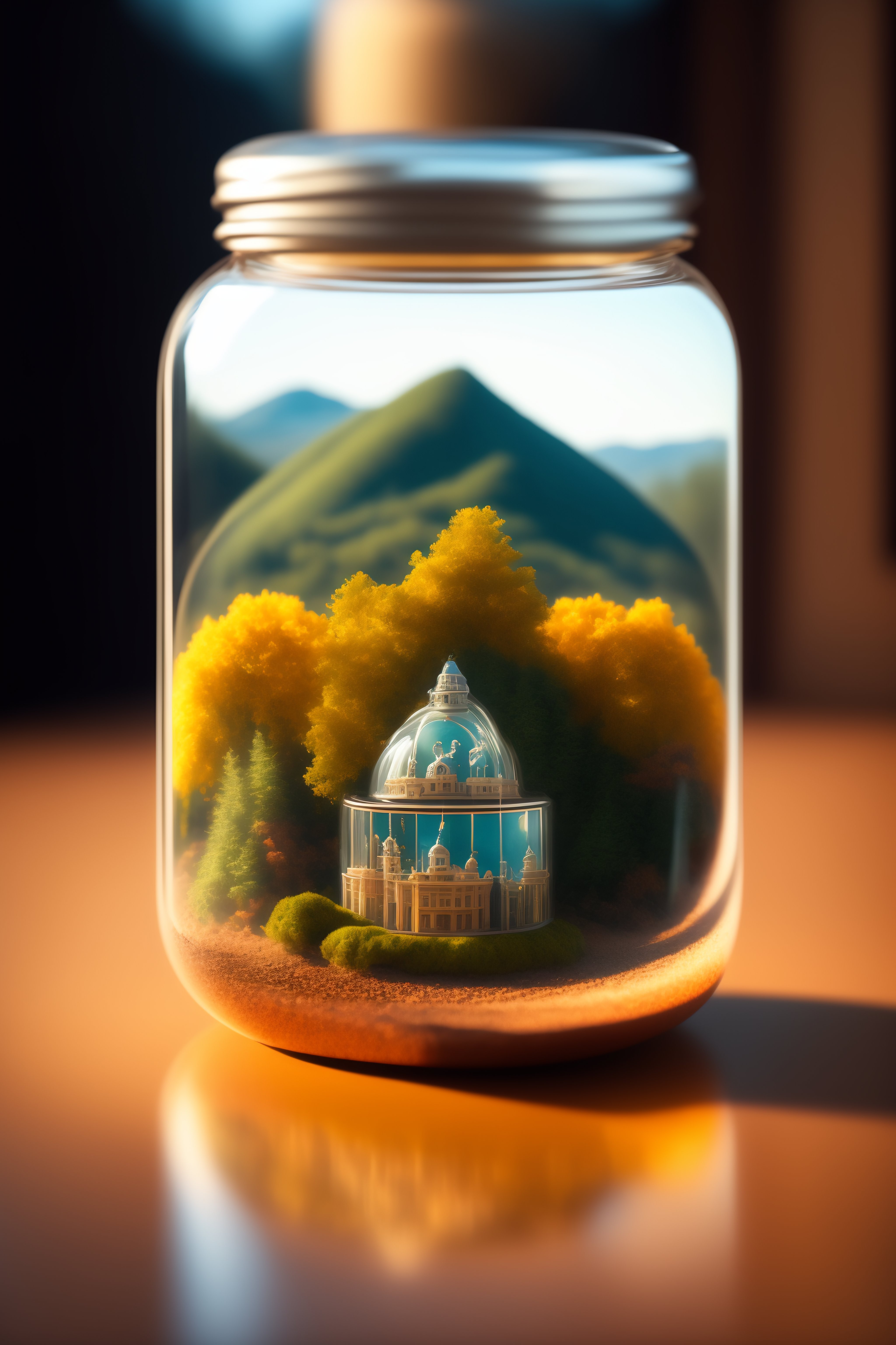 Lexica - A miniature world inside of a glass jar, tilt-shift ...