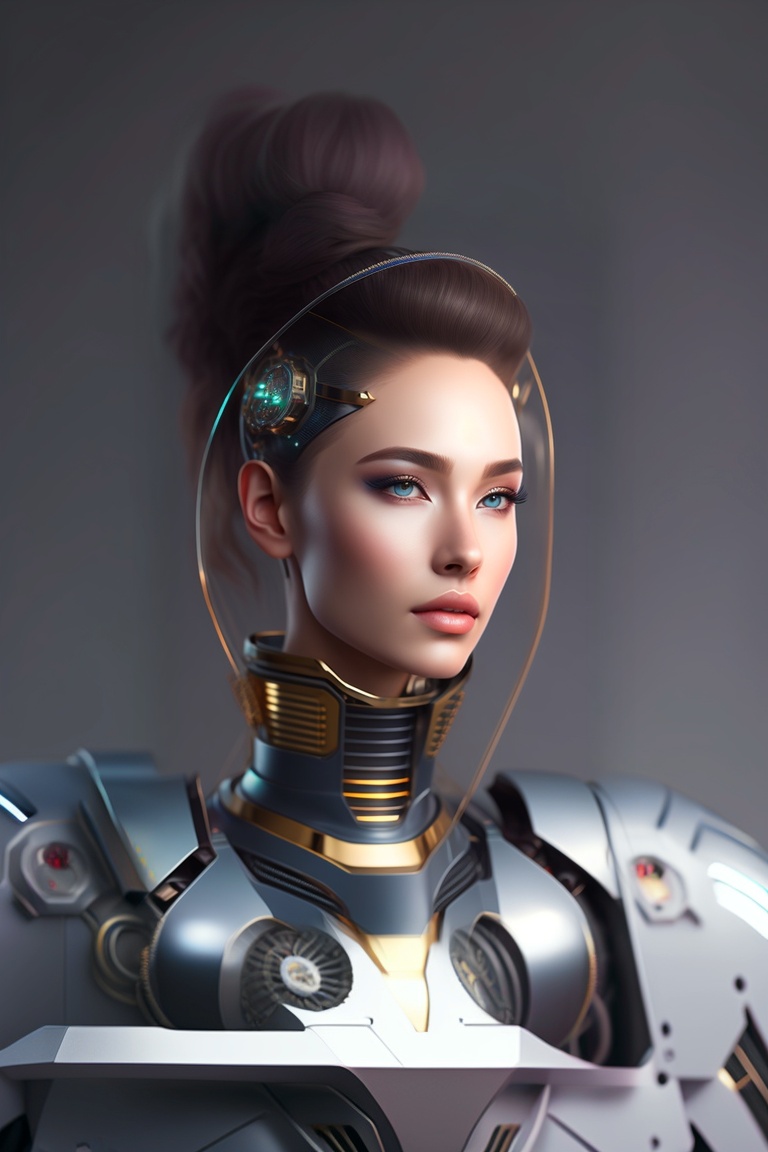 Lexica - Portrait of a robot girl, transparent neck, porcelain face and ...